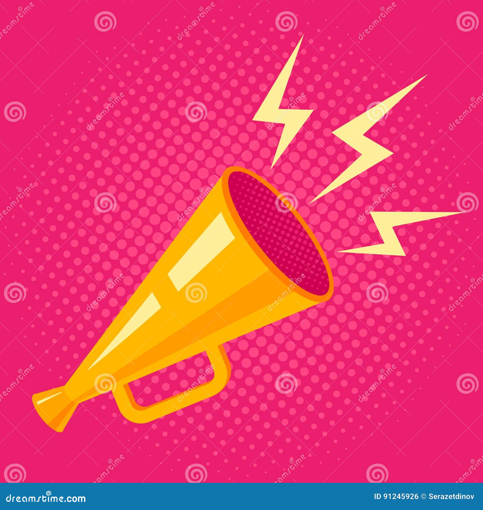 Megaphone on Halftone Background Stock Vector - Illustration of design ...