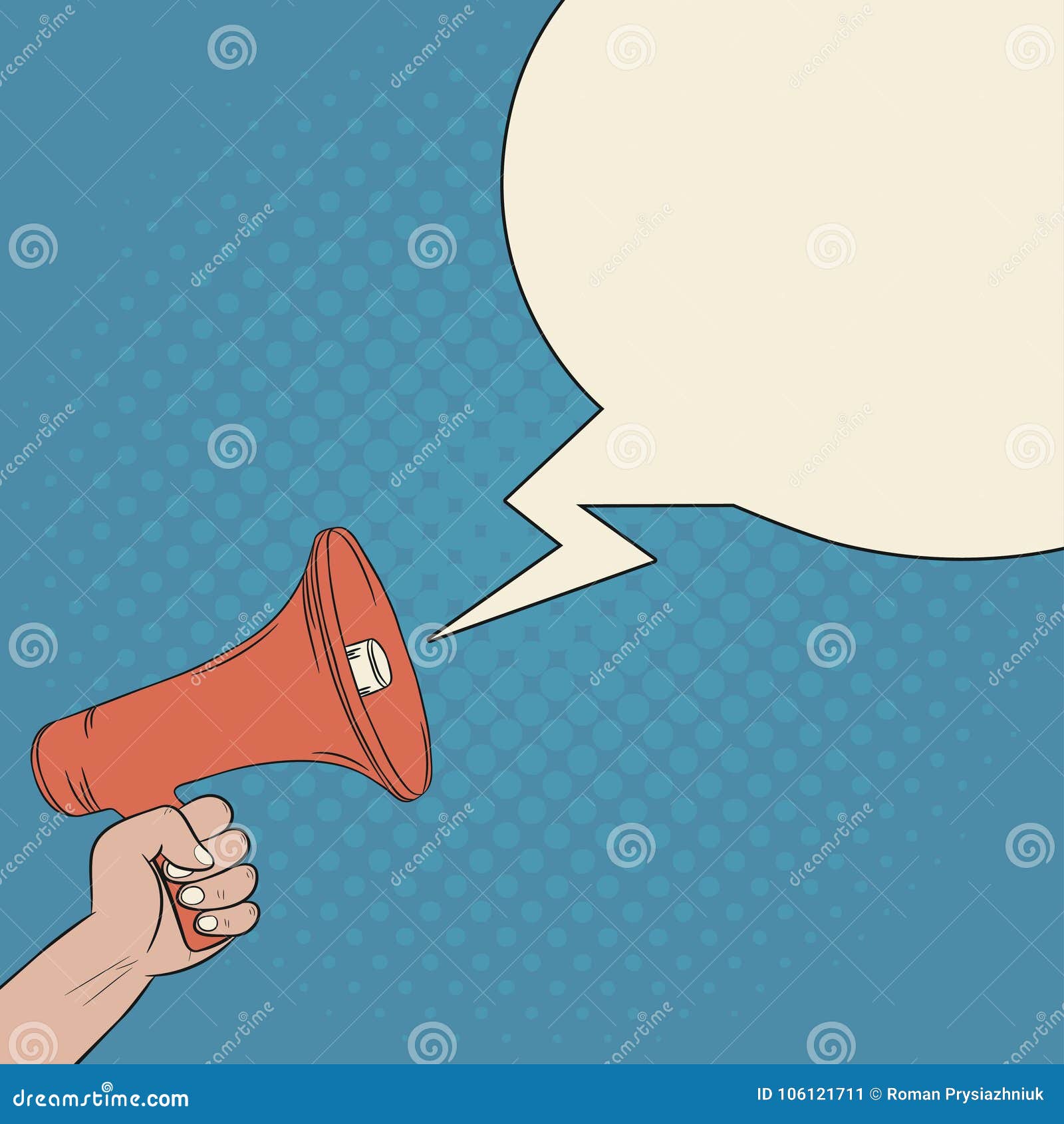 Megaphone in Hand and Blank Bubble Speech. Loudspeaker. Vector ... Megaphone in Hand and Blank Bubble Speech. Loudspeaker. Vector ...