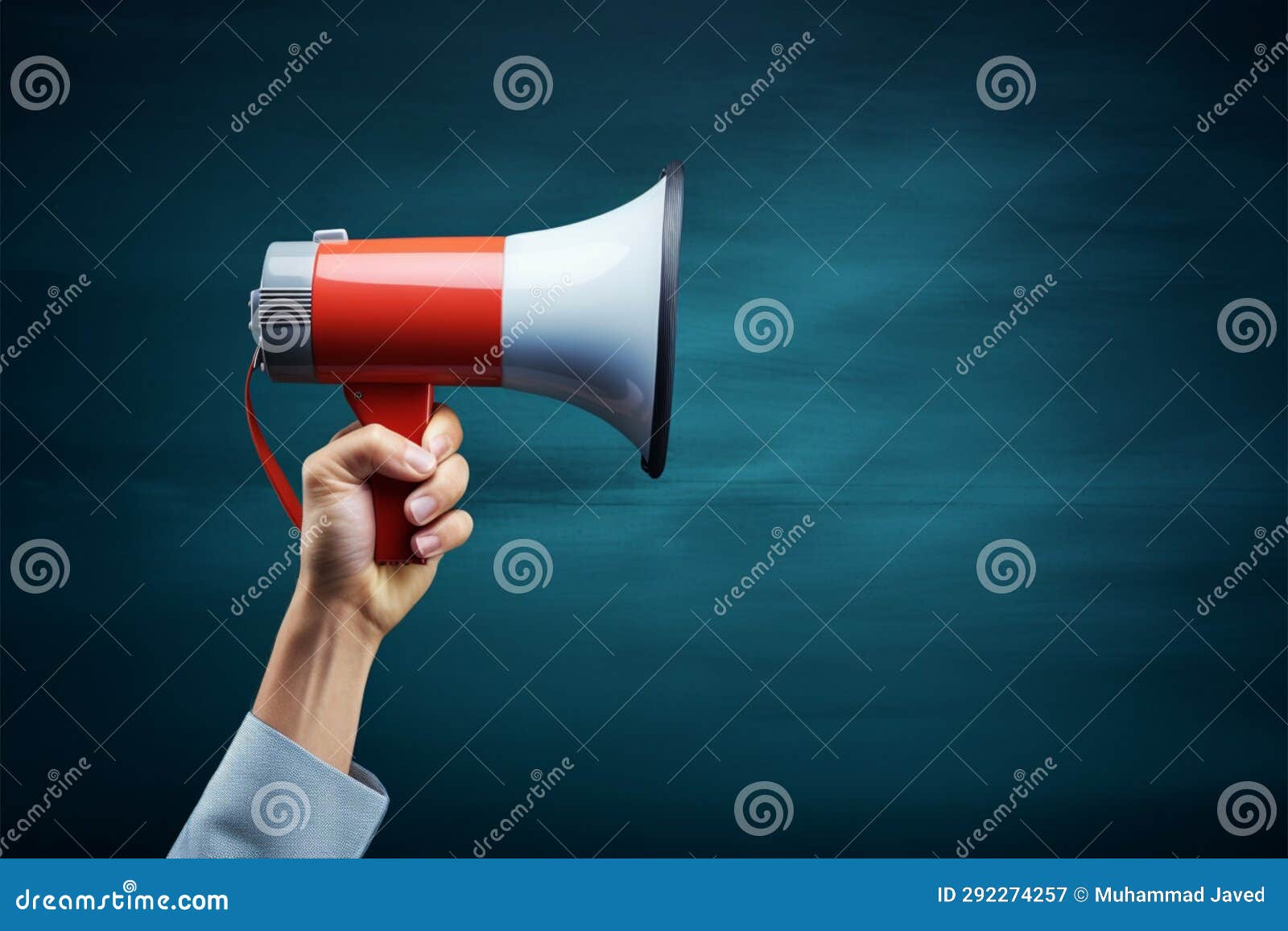 Megaphone and Hand on a Blue Chalkboard, Space for Messages Stock ...