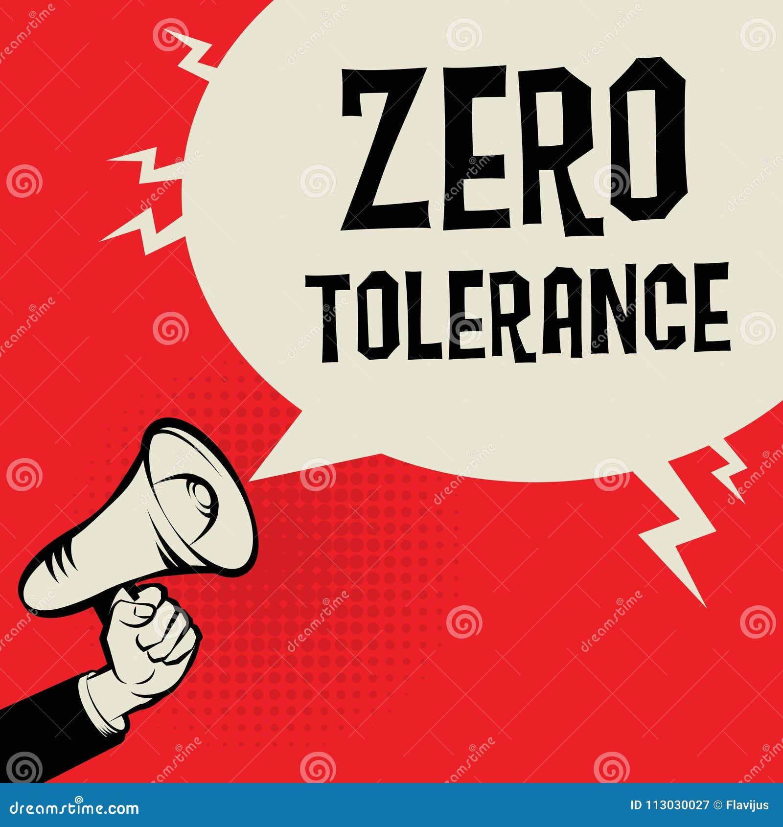 Megaphone Hand, Business Concept with Text Zero Tolerance Stock Vector ...