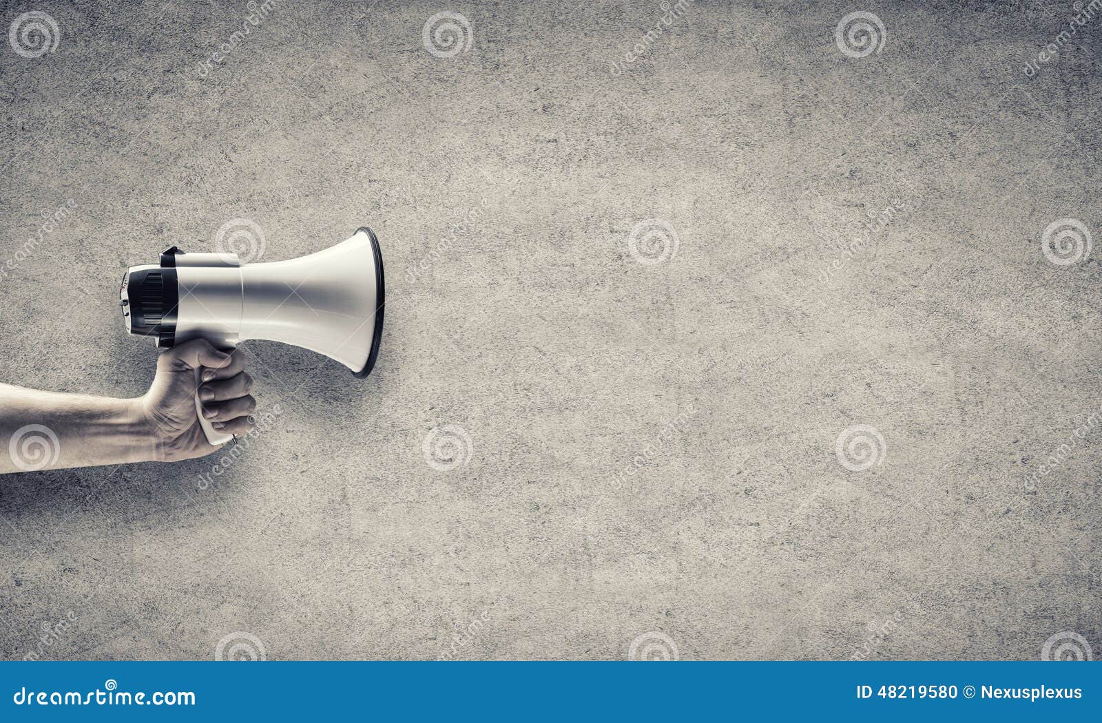 Megaphone in hand stock photo. Image of sound, speech - 48219580