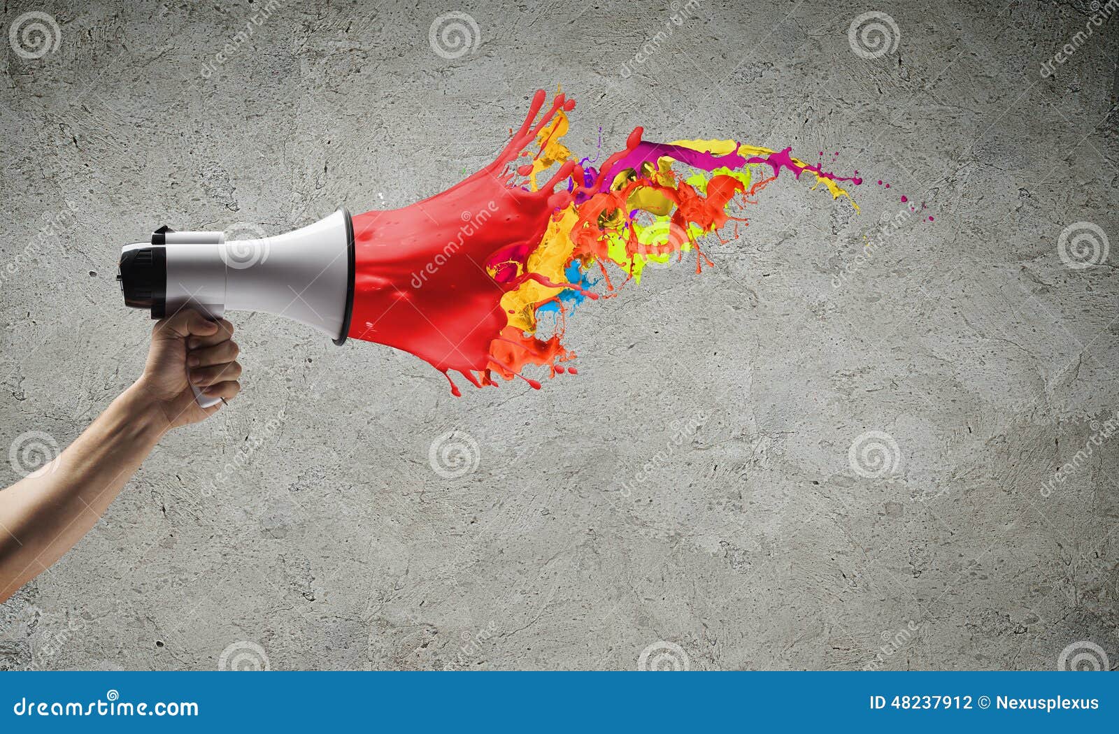 Megaphone in hand stock photo. Image of scream, megaphone - 48237912