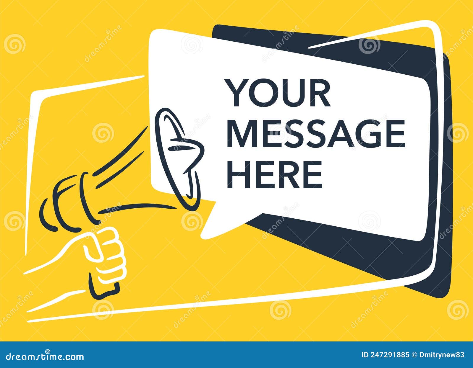 Megaphone in Hand - Message Template Stock Vector - Illustration of ...