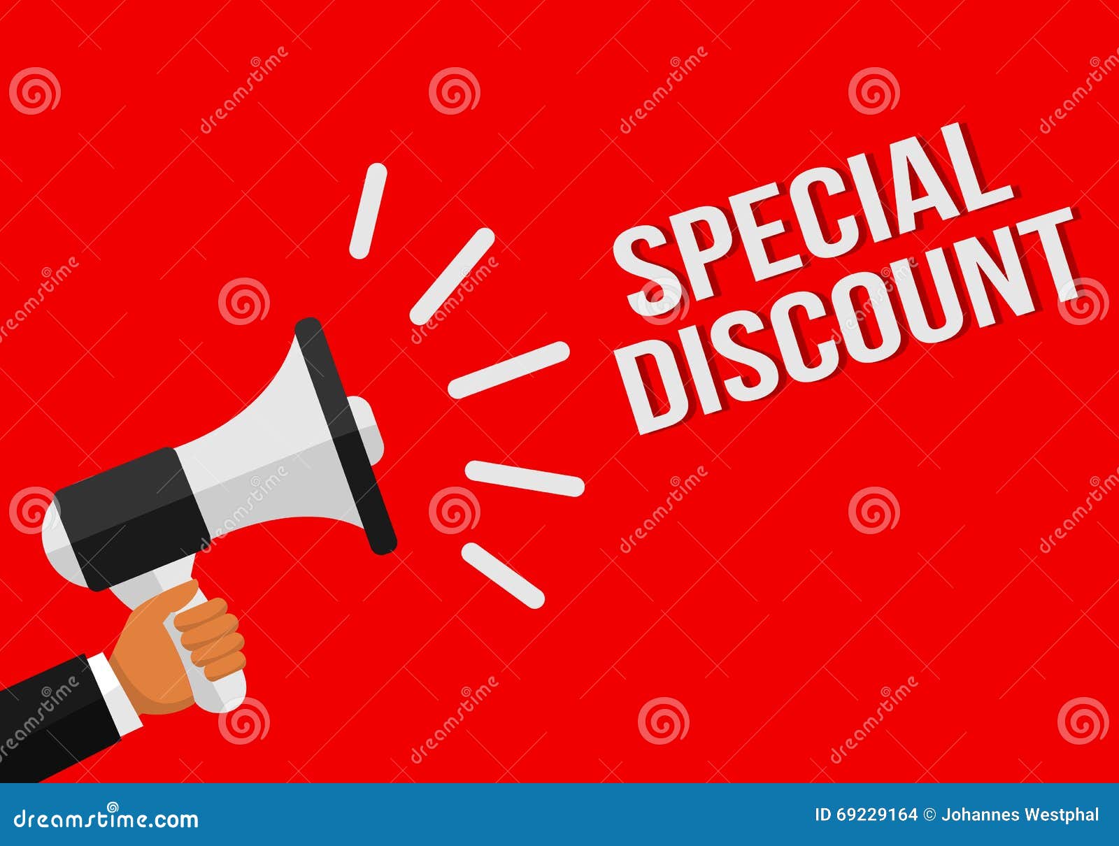 Megaphone Held Up by Business Man Arm with Special Discount Slogan ...