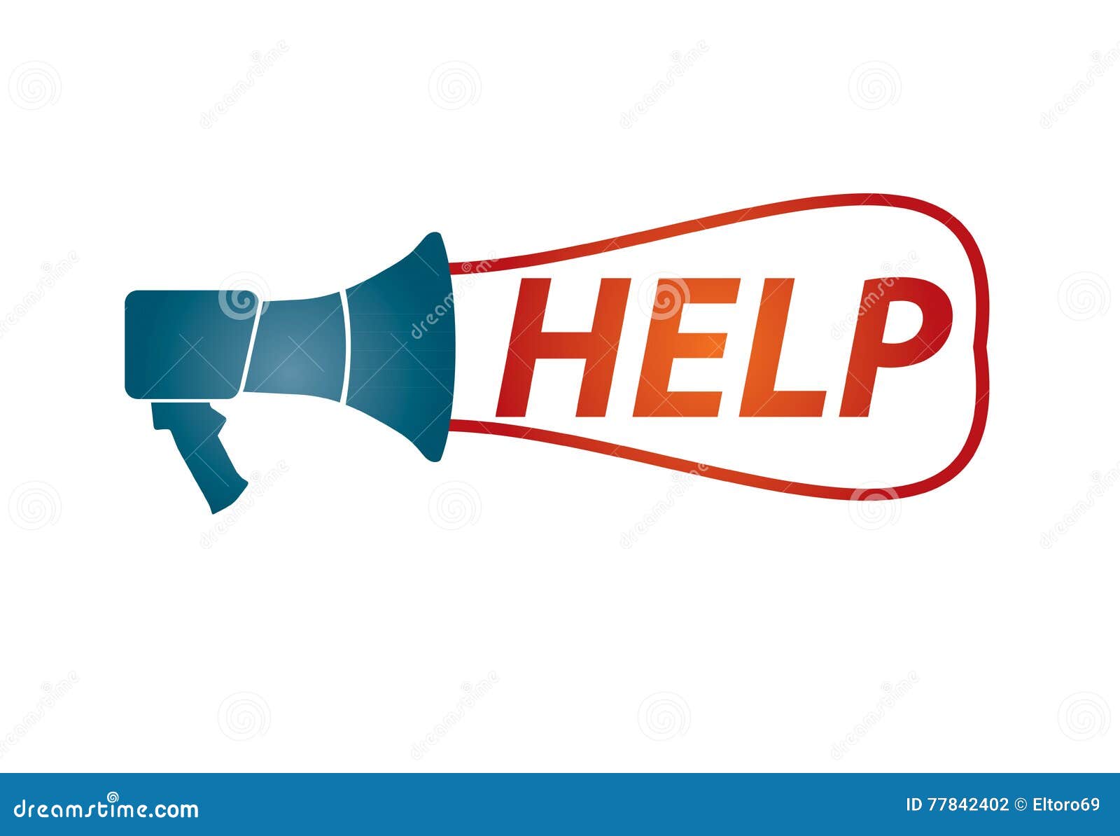 Megaphone with Help text stock vector. Illustration of design - 77842402