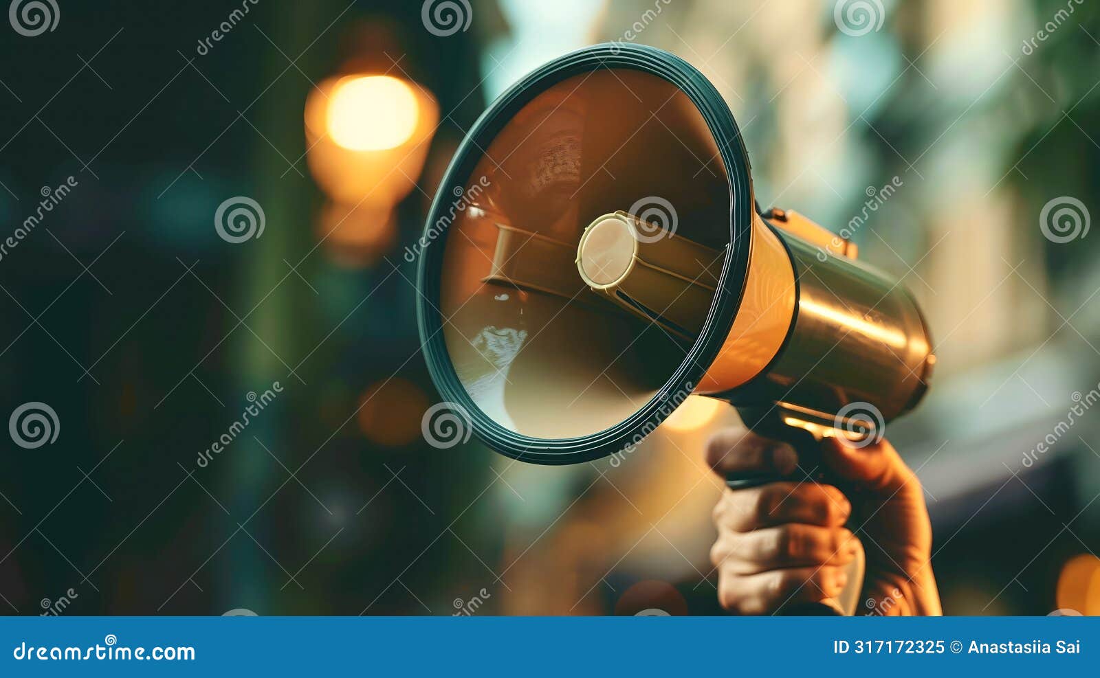 A Megaphone in a Human Hand Stock Image - Image of megaphone, speaker ...