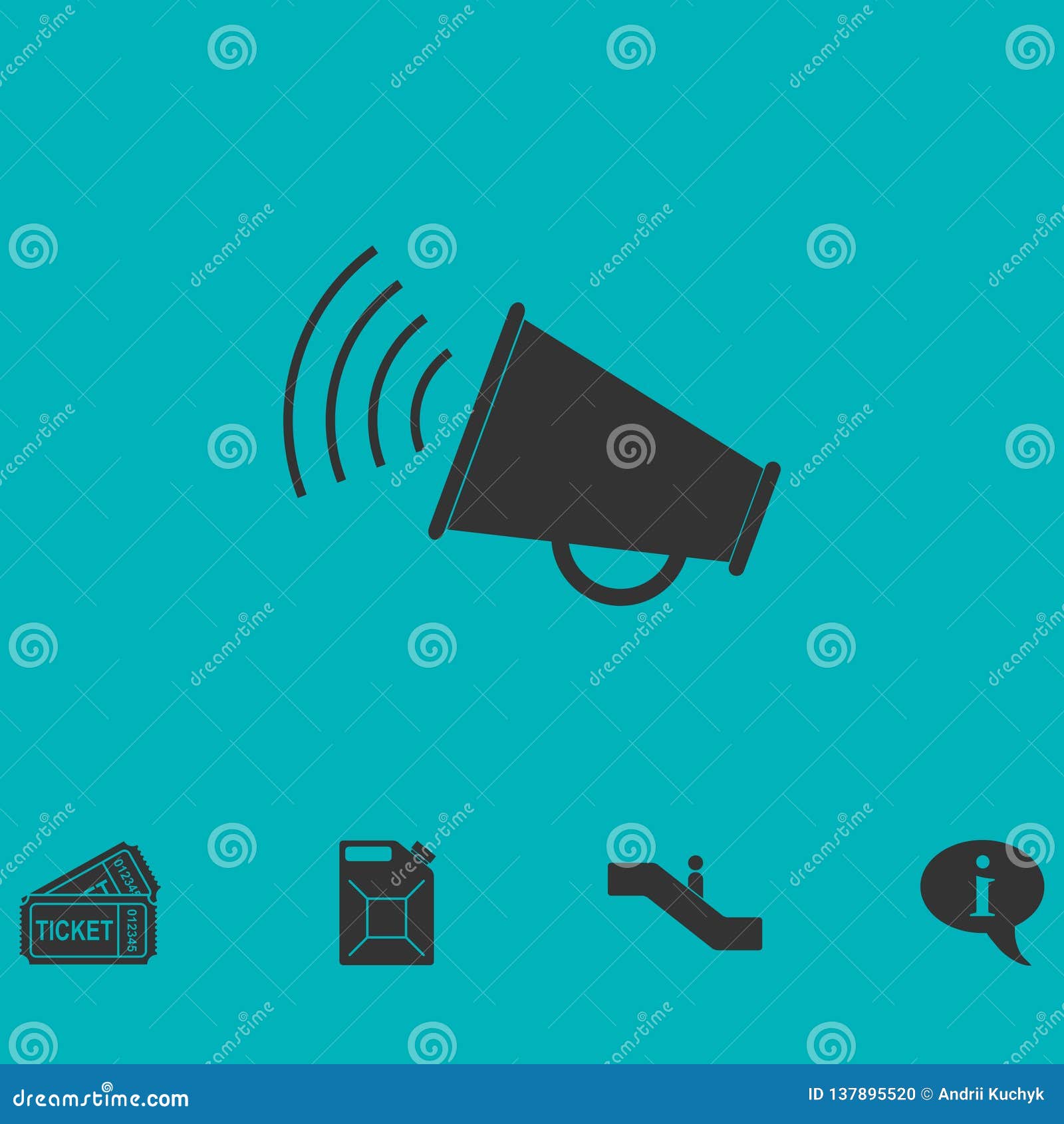 Megaphone icon flat stock vector. Illustration of alert - 137895520