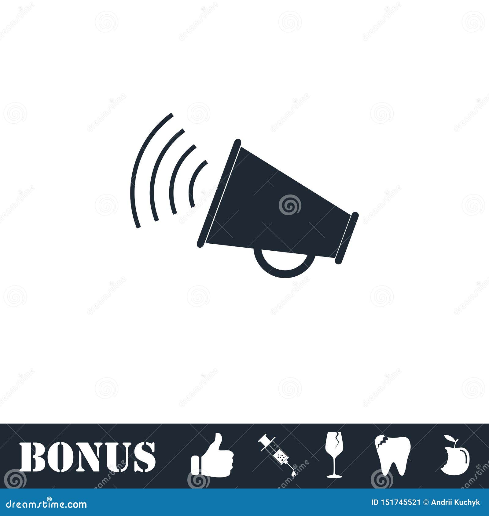 Megaphone icon flat stock vector. Illustration of amplifier - 151745521