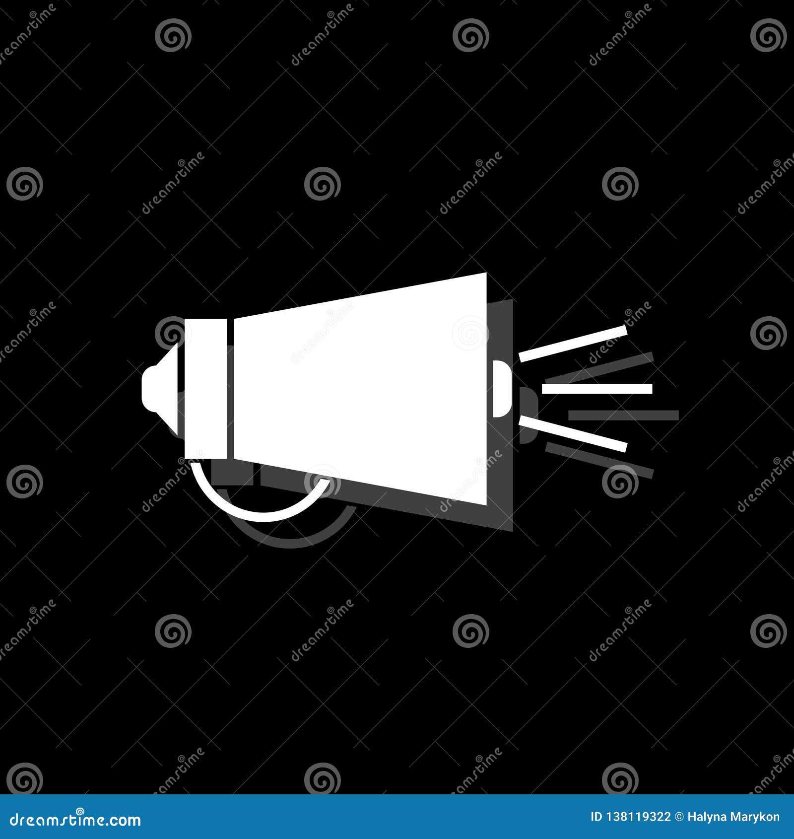 Megaphone icon flat stock illustration. Illustration of speak - 138119322