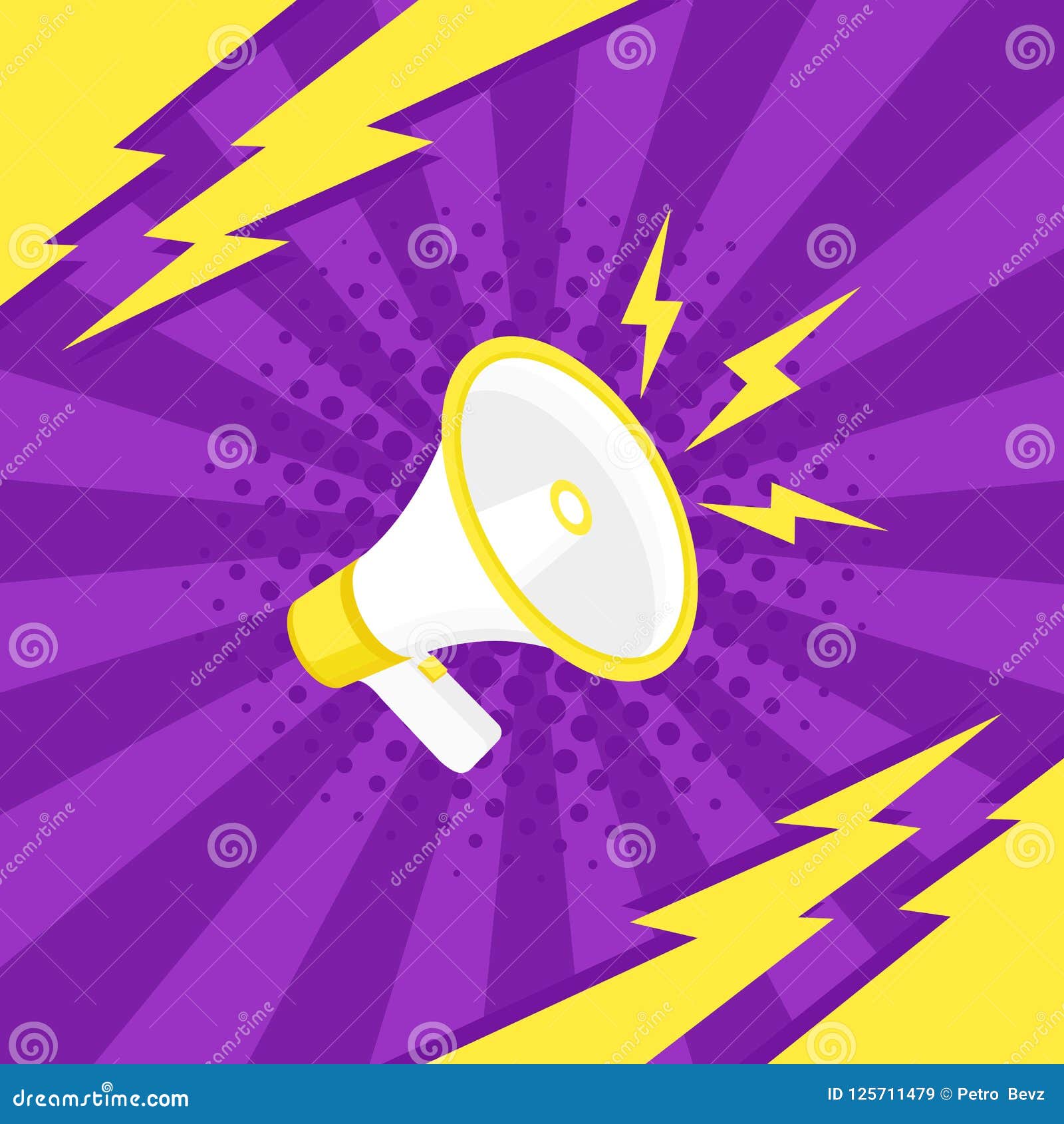 Megaphone Icon in Pop Art Style. Vector Illustration Stock Vector ...