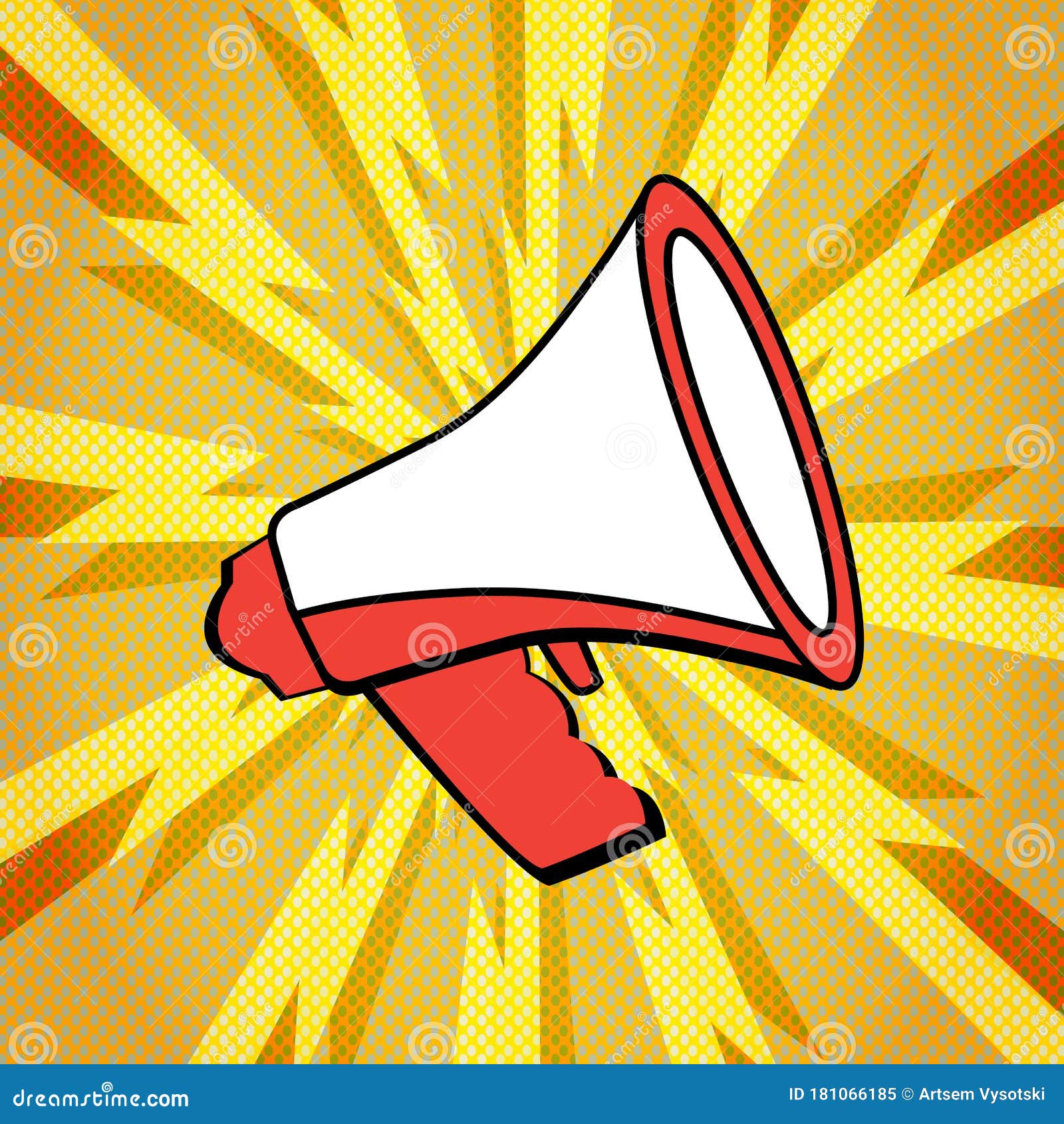 Megaphone Icon in Pop Art Style. Vector Stock Illustration ...