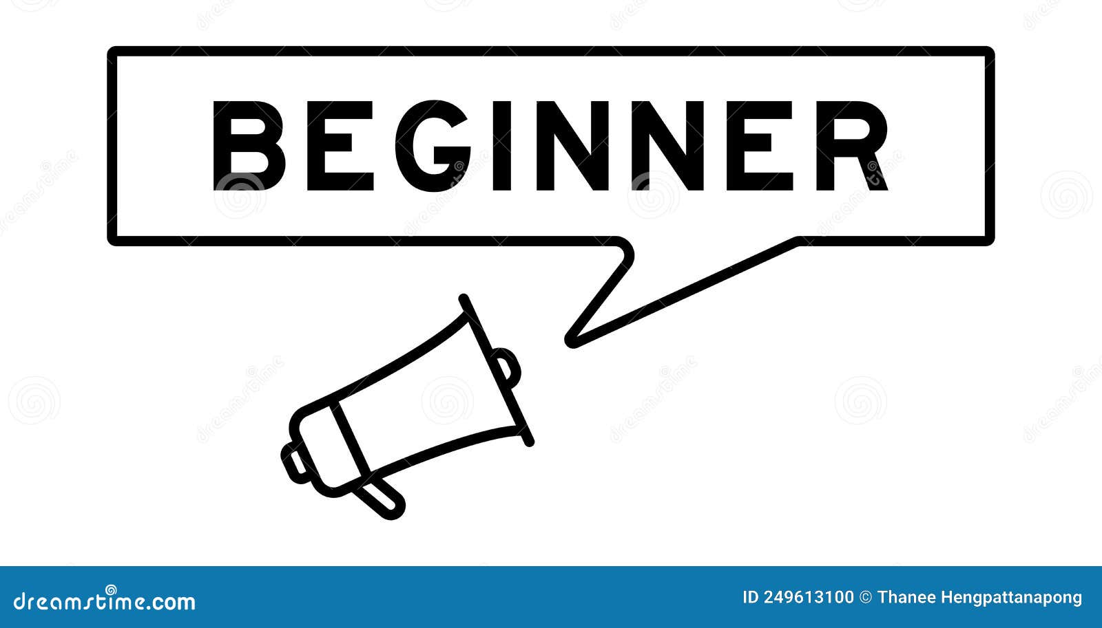 Megaphone with Speech Bubble in Word Beginner on White Background Stock ...