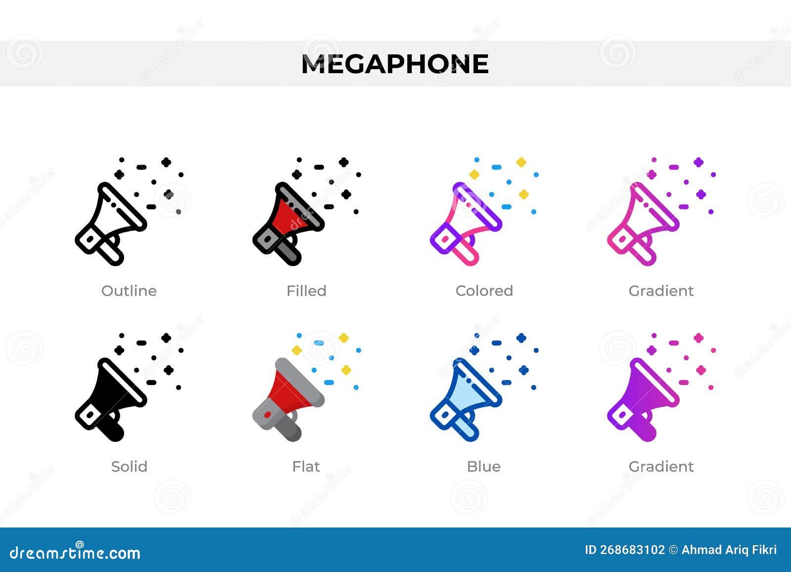 Megaphone Icons in Different Style. Megaphone Icons Set. Holiday Symbol ...