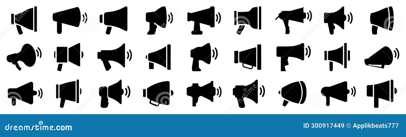 Megaphone Icons. Set of Different Loudspeaker Icons. Simple Megaphone ...