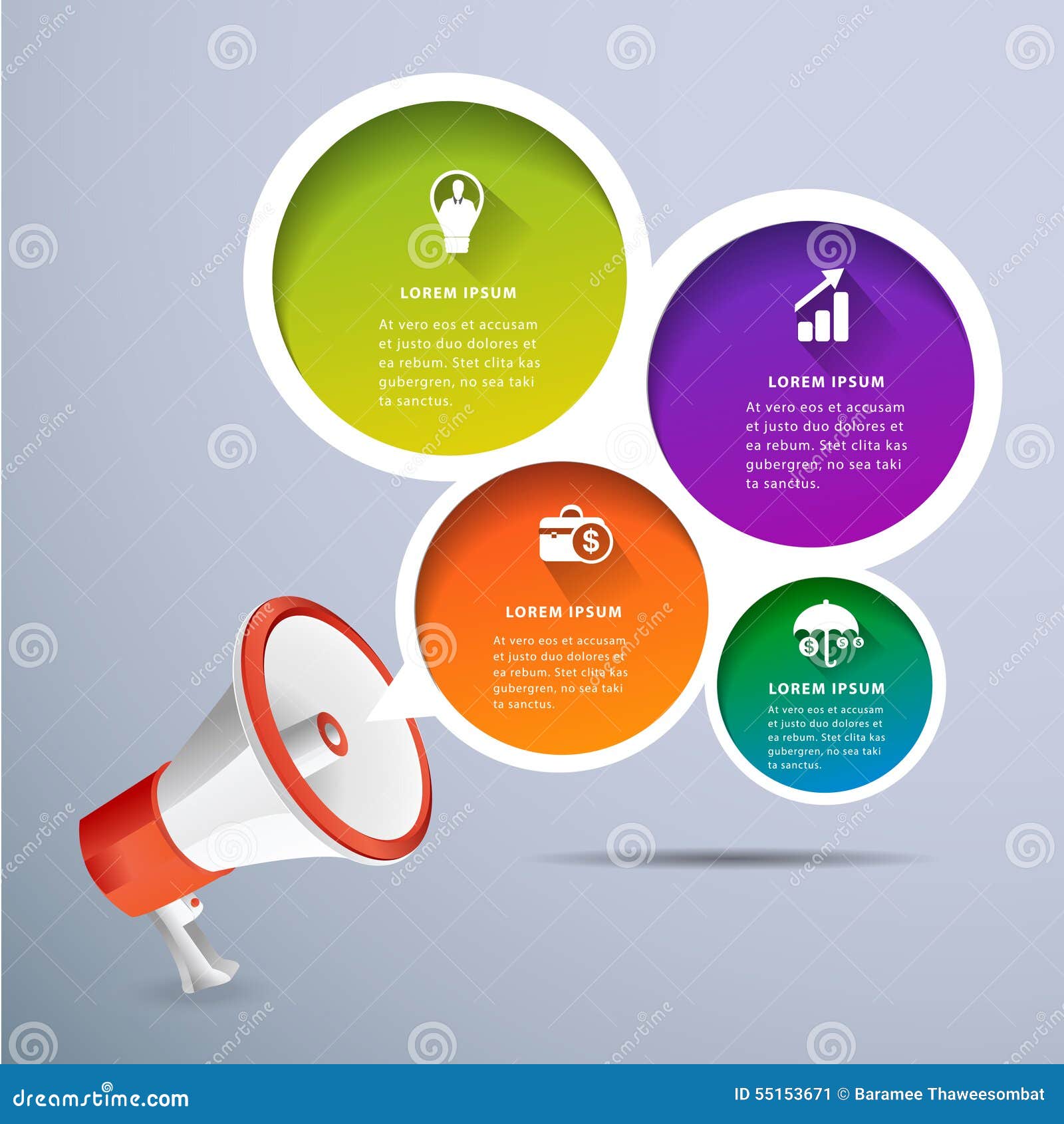 Megaphone infographic. stock vector. Illustration of globe - 55153671