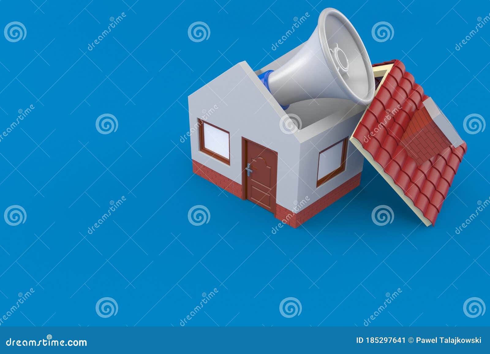 Megaphone inside house stock illustration. Illustration of communicate ...