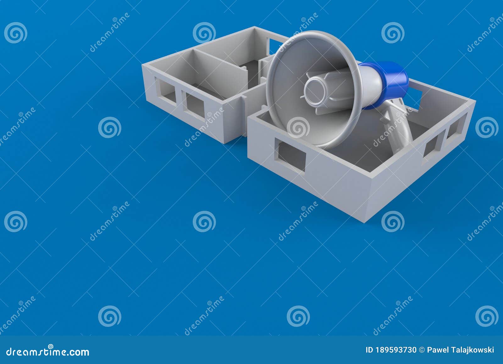 Megaphone Inside House Plan Stock Illustration - Illustration of ...