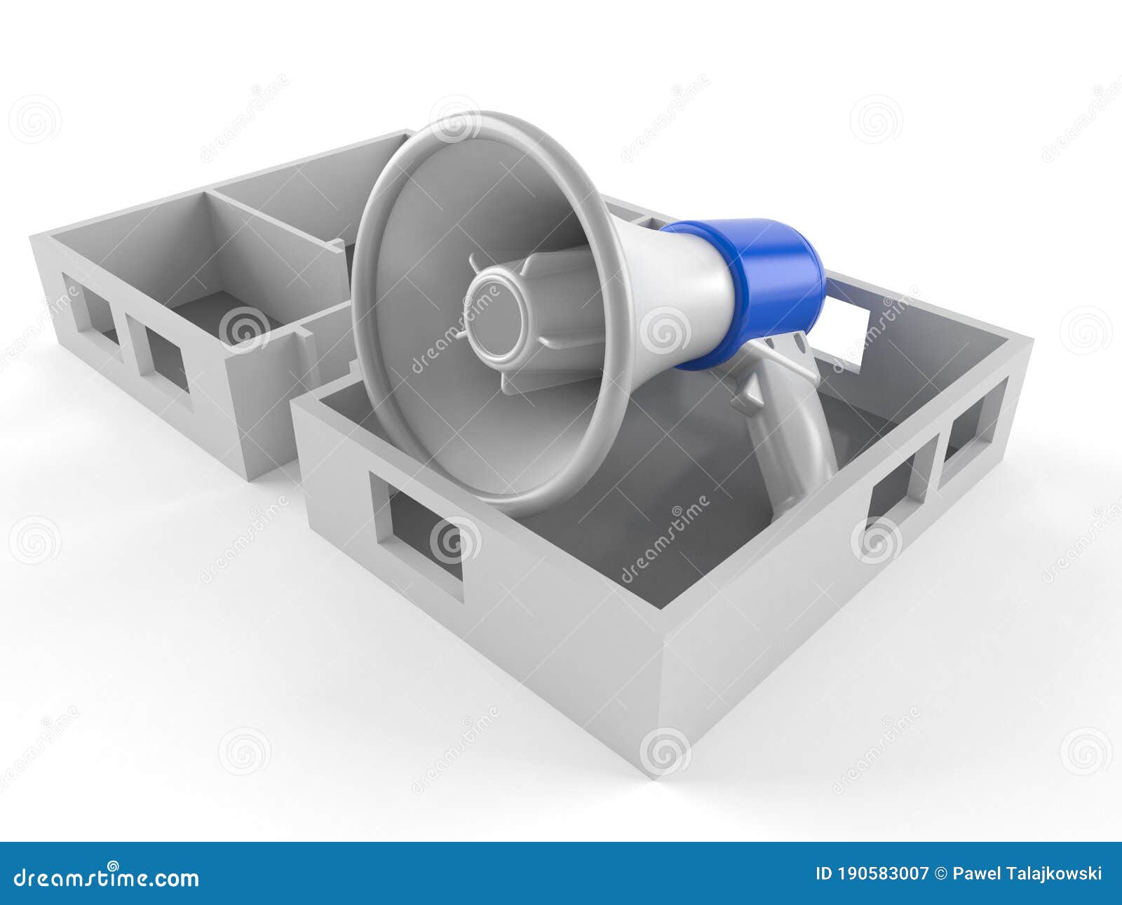 Megaphone Inside House Plan Stock Illustration - Illustration of ...