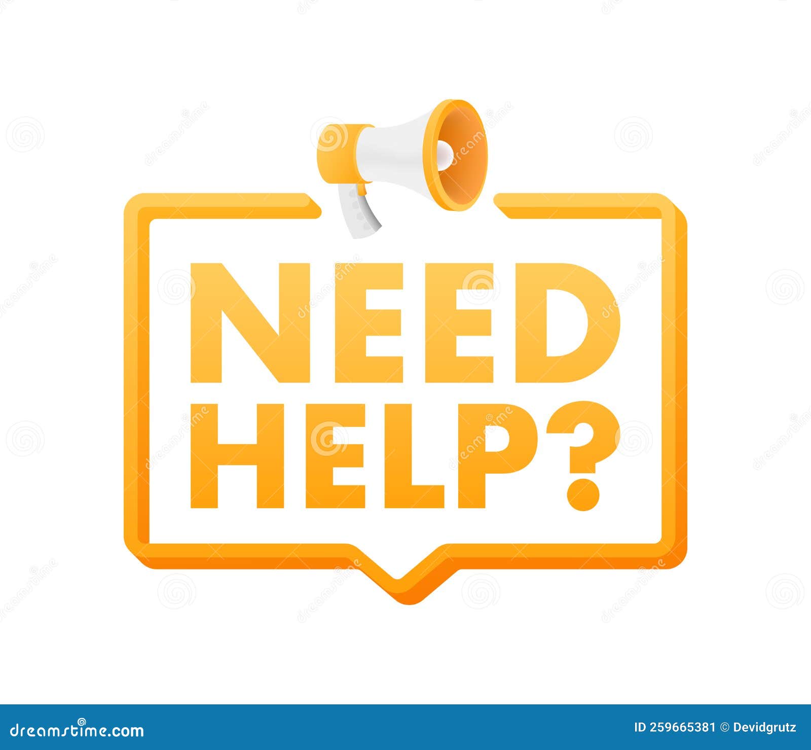 Megaphone Label with Need Help. Megaphone Banner. Web Design. Vector ...