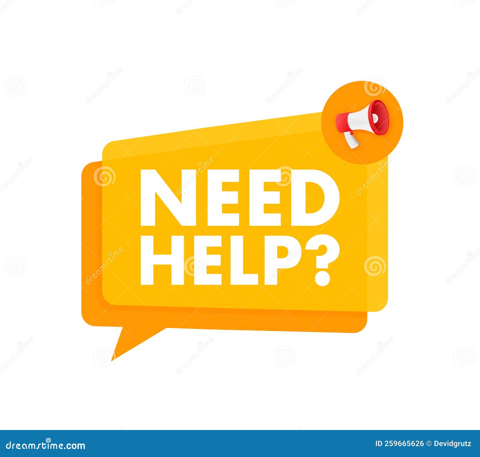 Megaphone Label with Need Help. Megaphone Banner. Web Design. Vector ...