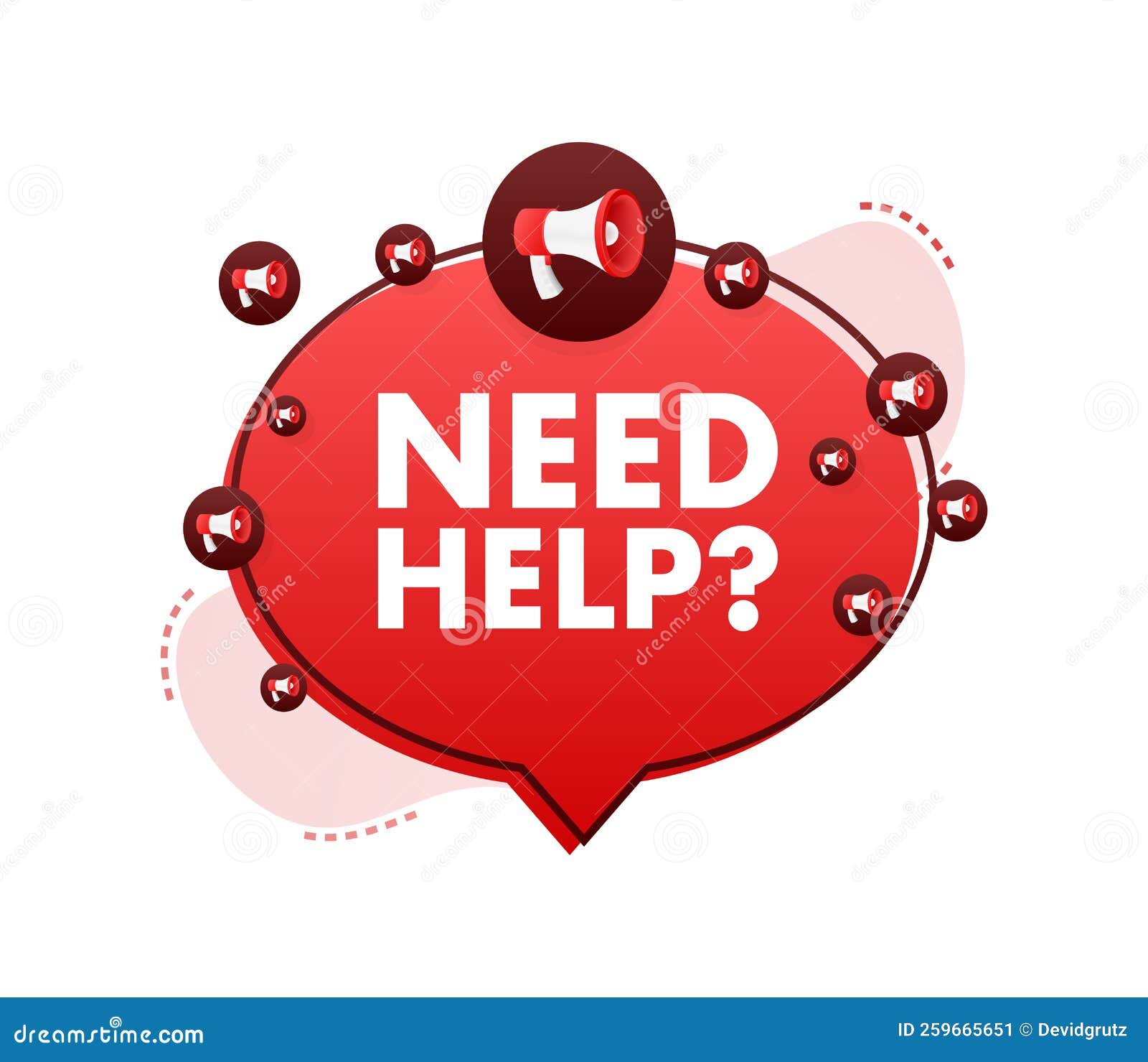Megaphone Label with Need Help. Megaphone Banner. Web Design. Vector ...