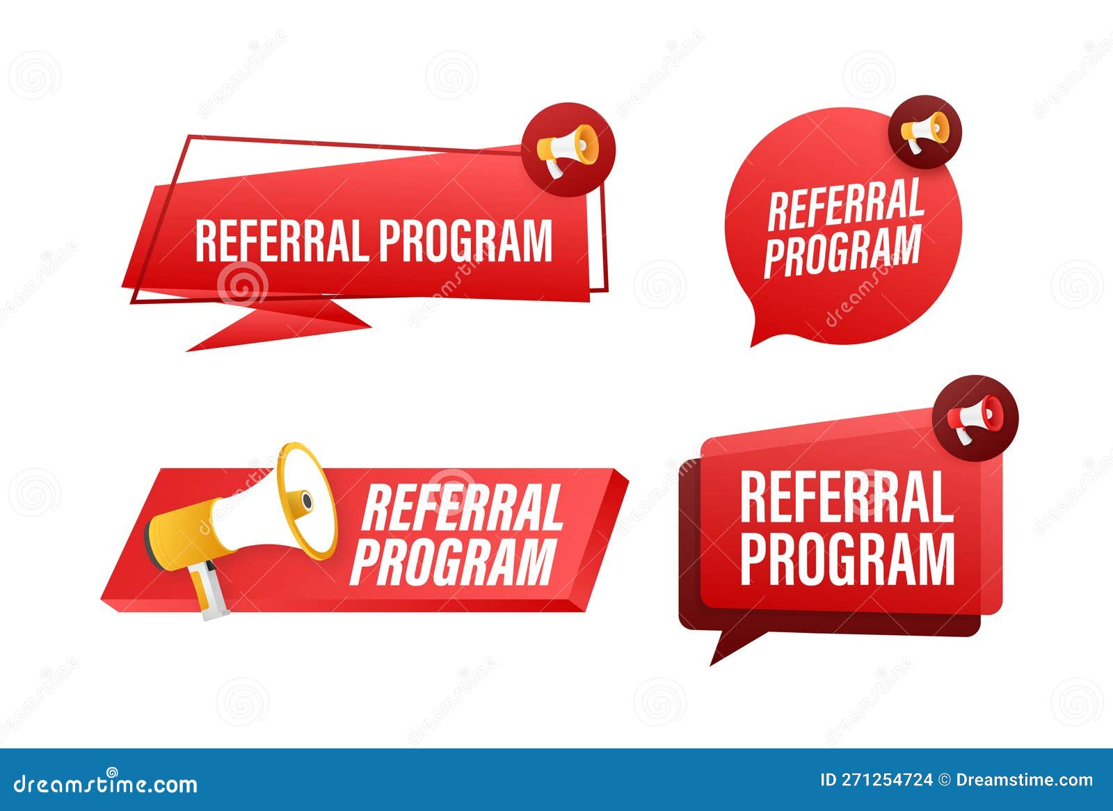 Megaphone Label Set with Text Referral Program. Megaphone in Hand ... Megaphone Label Set with Text Referral Program. Megaphone in Hand ...