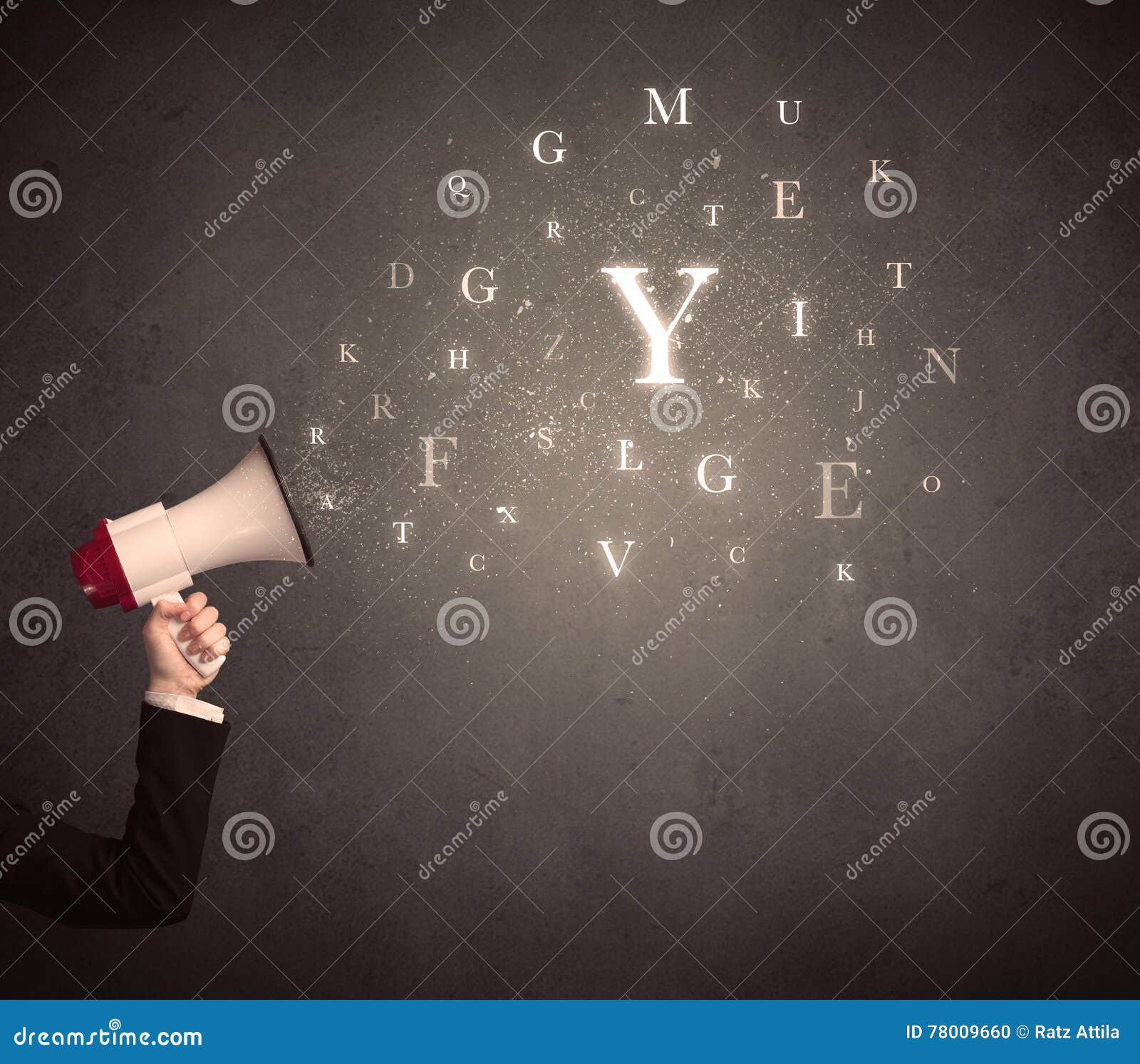Megaphone with letters stock illustration. Illustration of shape - 78009660