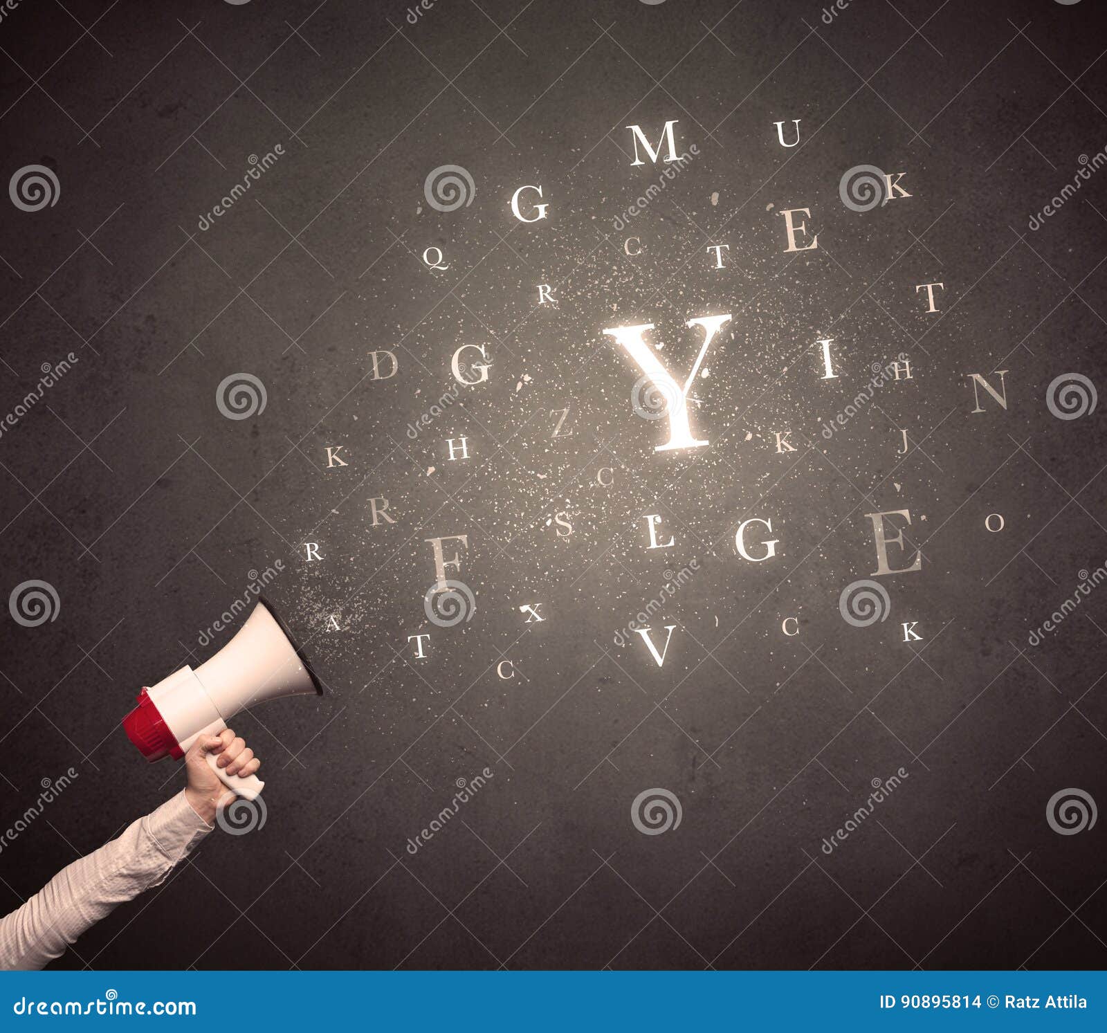 Megaphone with letters stock illustration. Illustration of loudspeaker ...