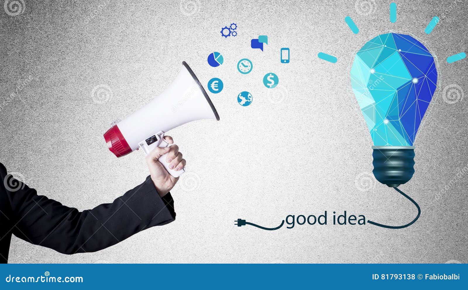 Megaphone and Light Bulbs.Idea Concept Stock Photo - Image of ...
