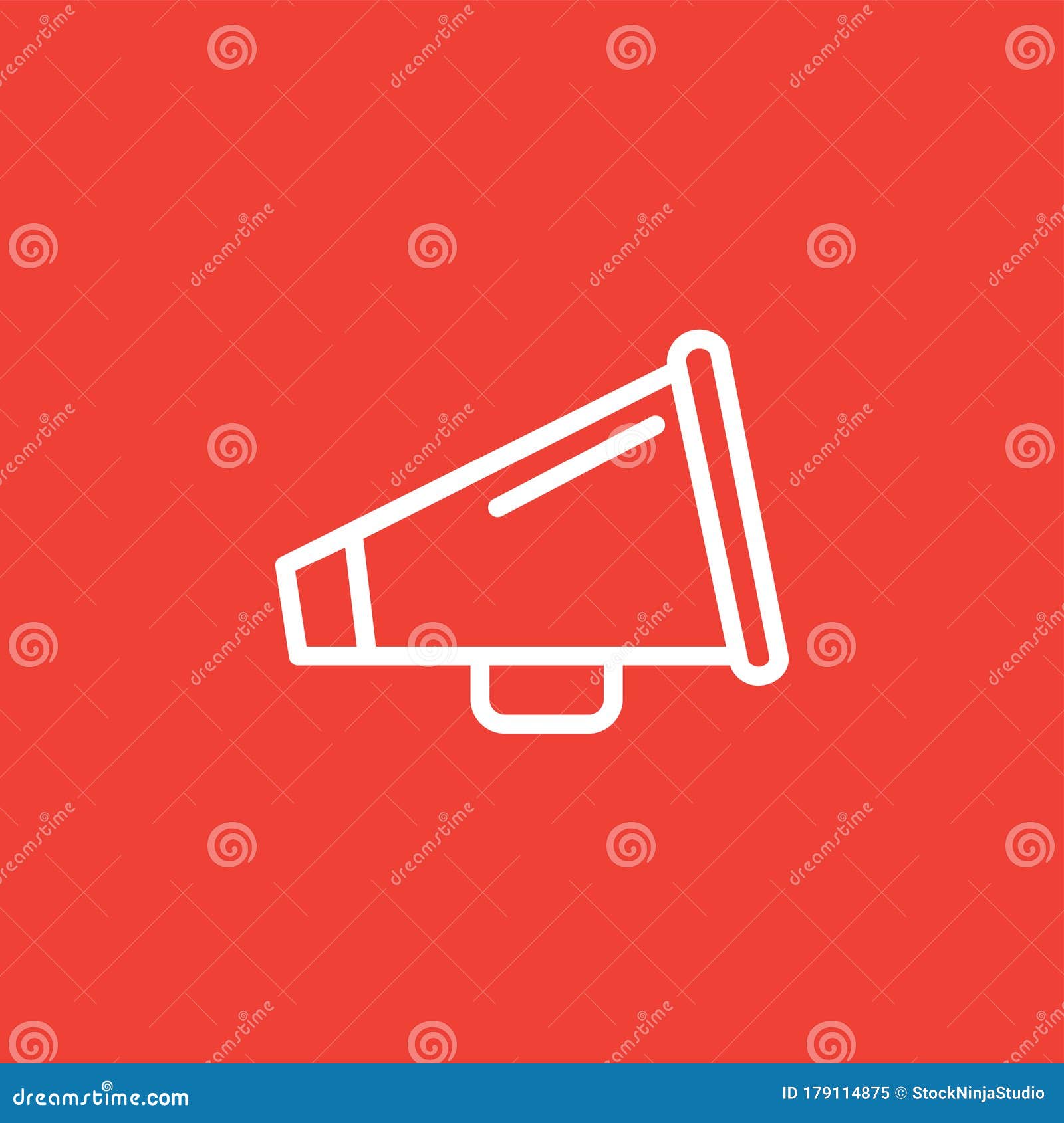 Megaphone Line Icon on Red Background. Red Flat Style Vector ...