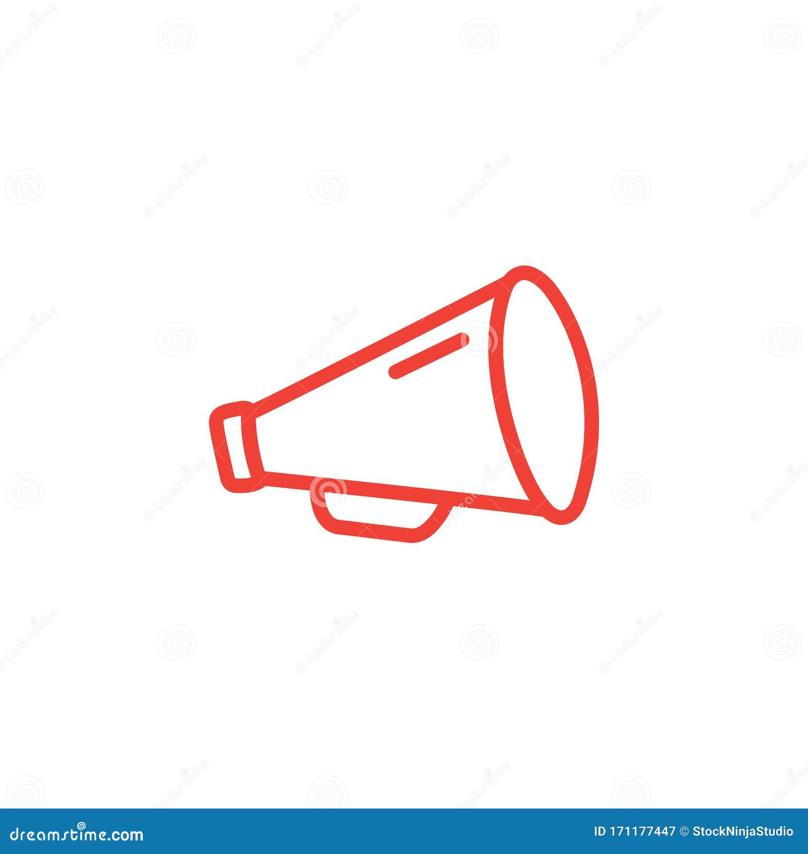 Megaphone Line Red Icon on White Background. Red Flat Style Vector ...