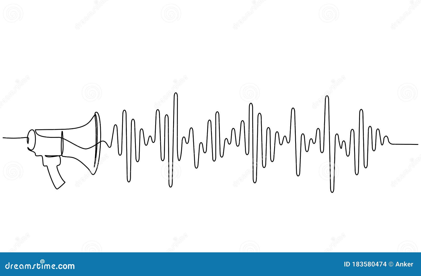 Megaphone, Loudspeaker with Sound Wave. One Line Drawing Stock Vector ... Megaphone, Loudspeaker with Sound Wave. One Line Drawing Stock Vector ...