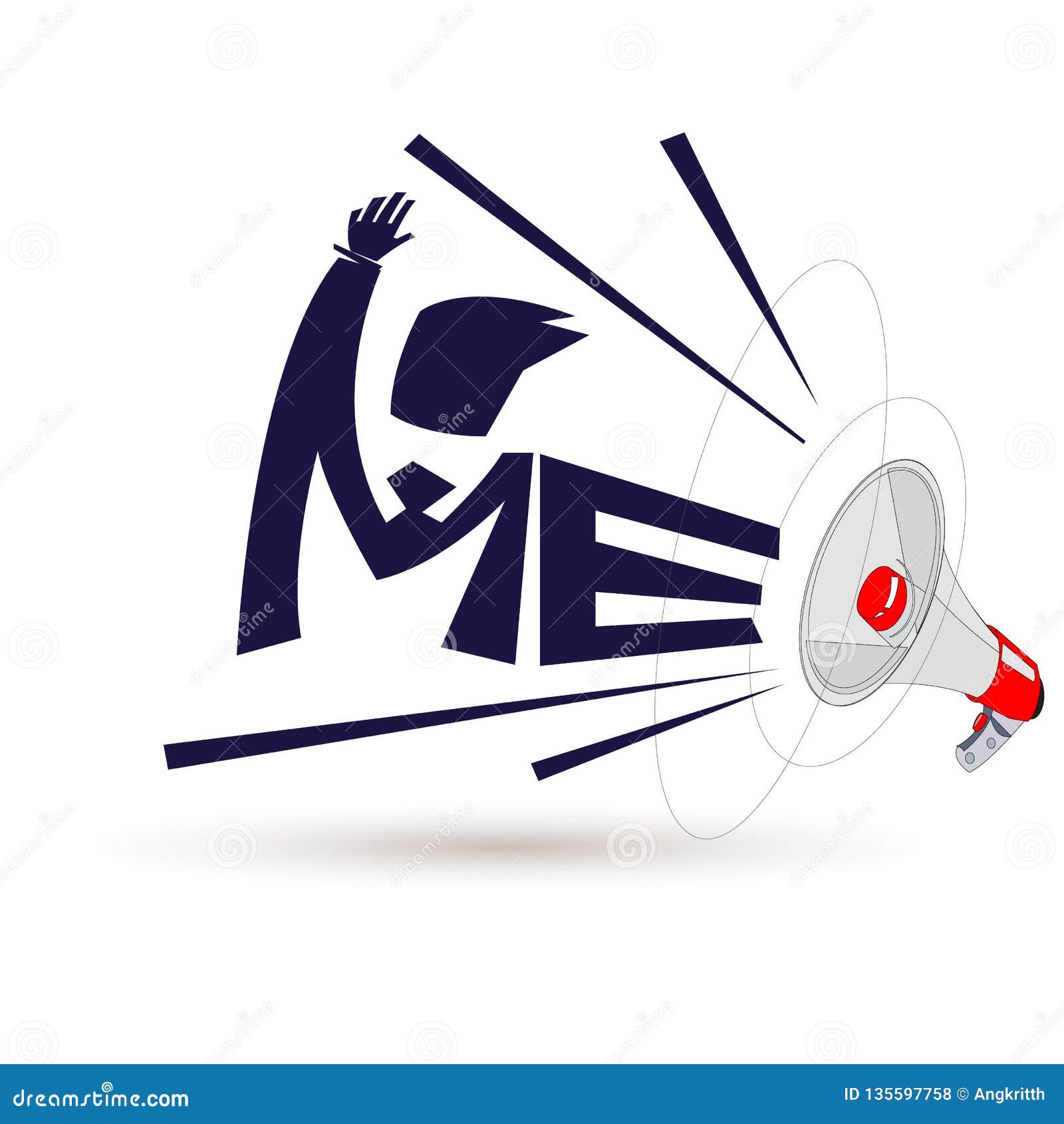 Megaphone with `Me` Message or Typographic - Vector Stock Illustration ...