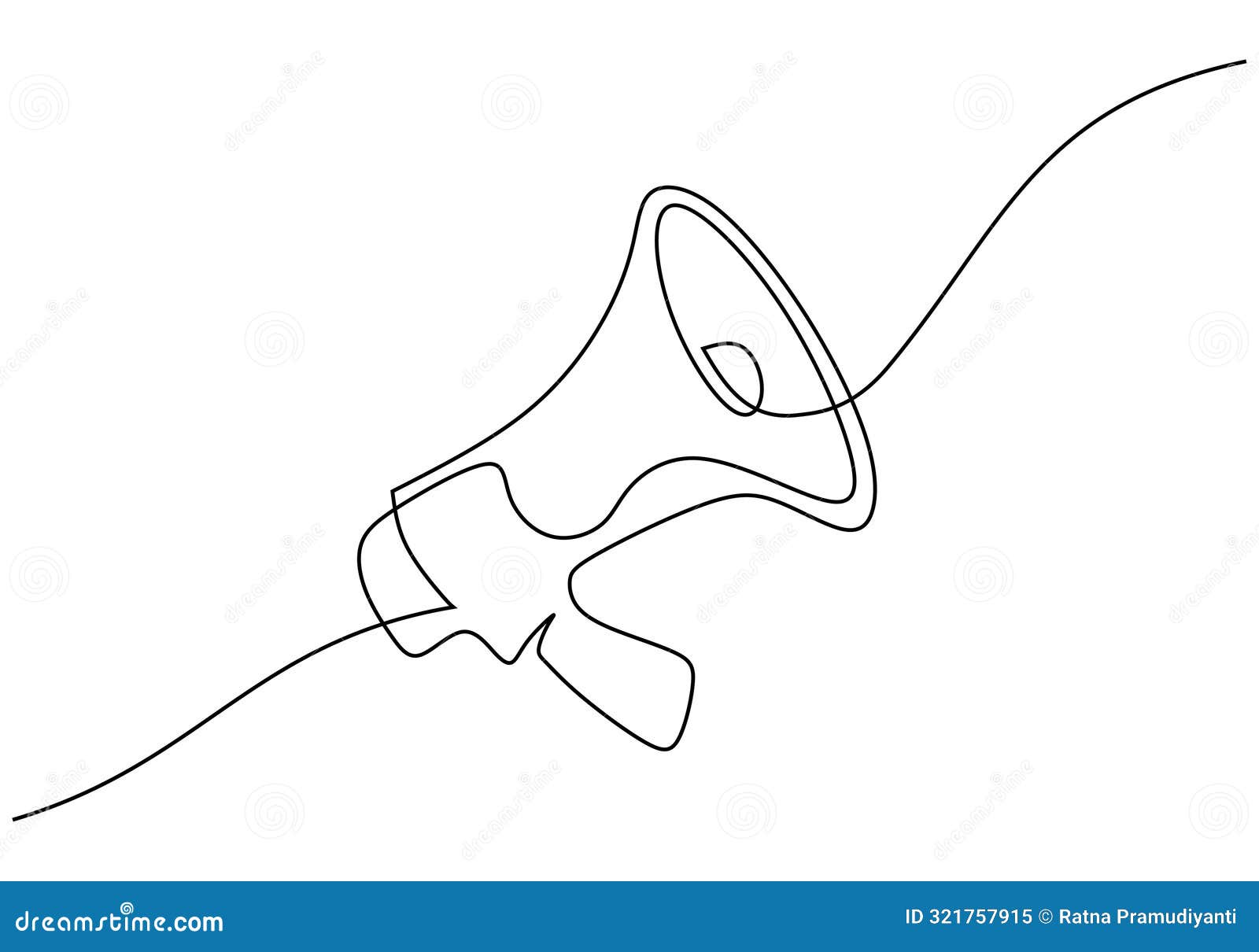 Megaphone One Line Drawing. Vector Illustration Speaker Horn Hand Drawn ...