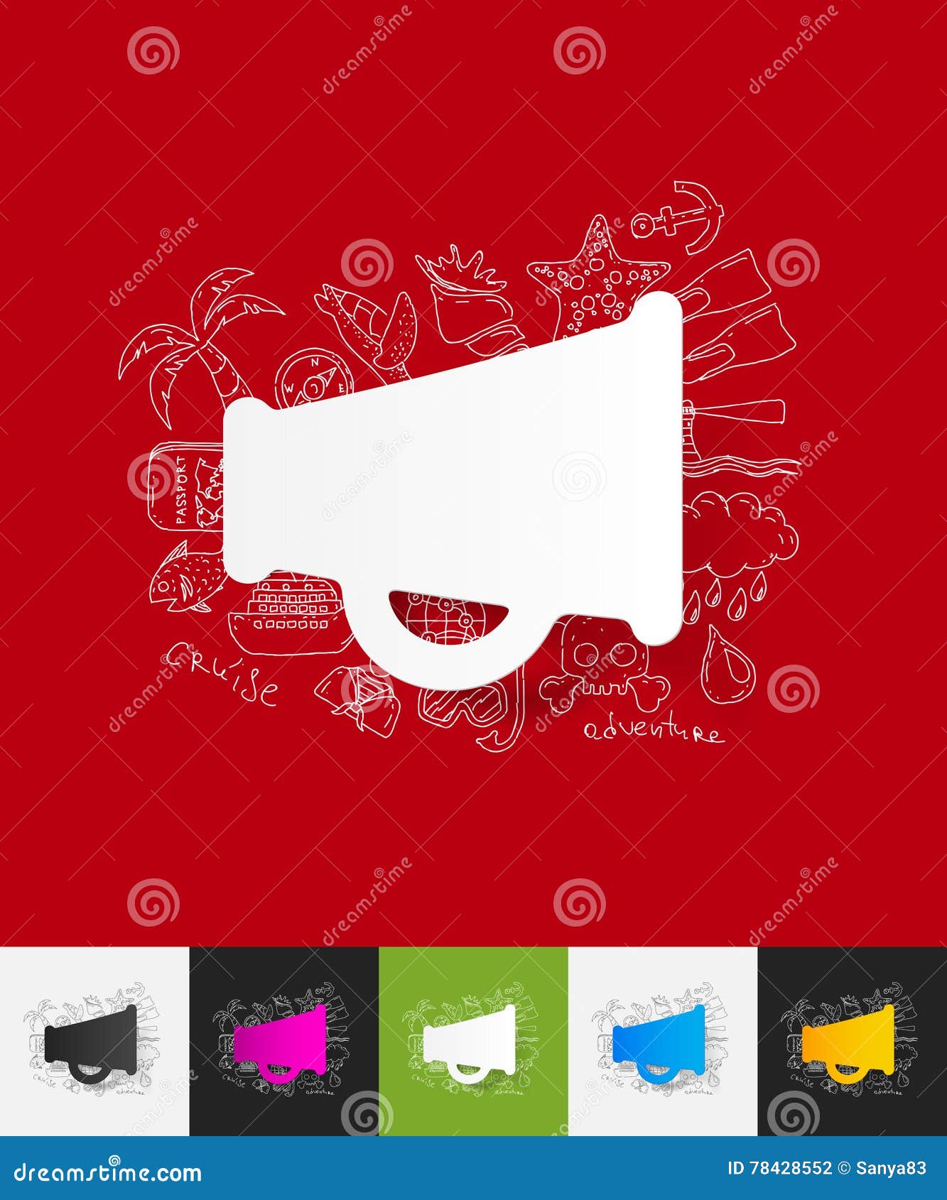Megaphone Paper Sticker with Hand Drawn Elements Stock Vector ...