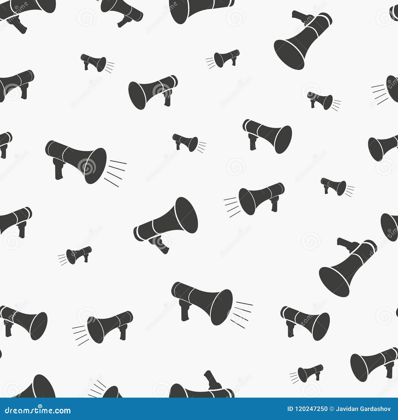 Megaphone Pattern Repeat Seamless in Black Color for Any Design. Vector ...