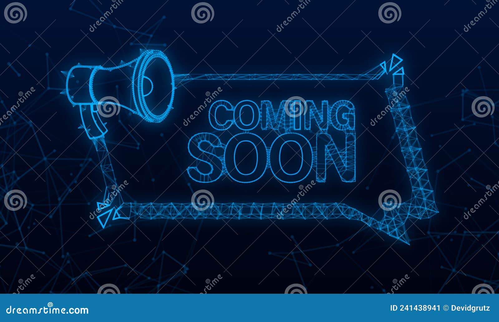 Megaphone Plexus Label with Coming Soon. Megaphone Banner. Web Design ...