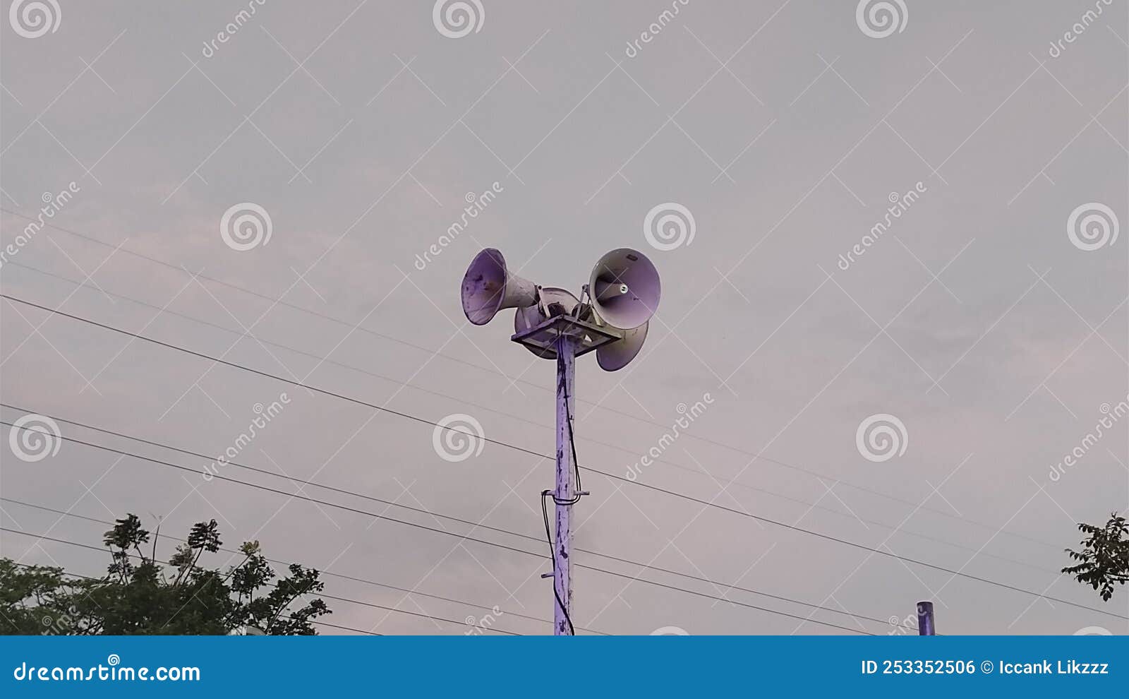 Megaphone Pole in the Evening Sky Stock Photo - Image of electricity ...