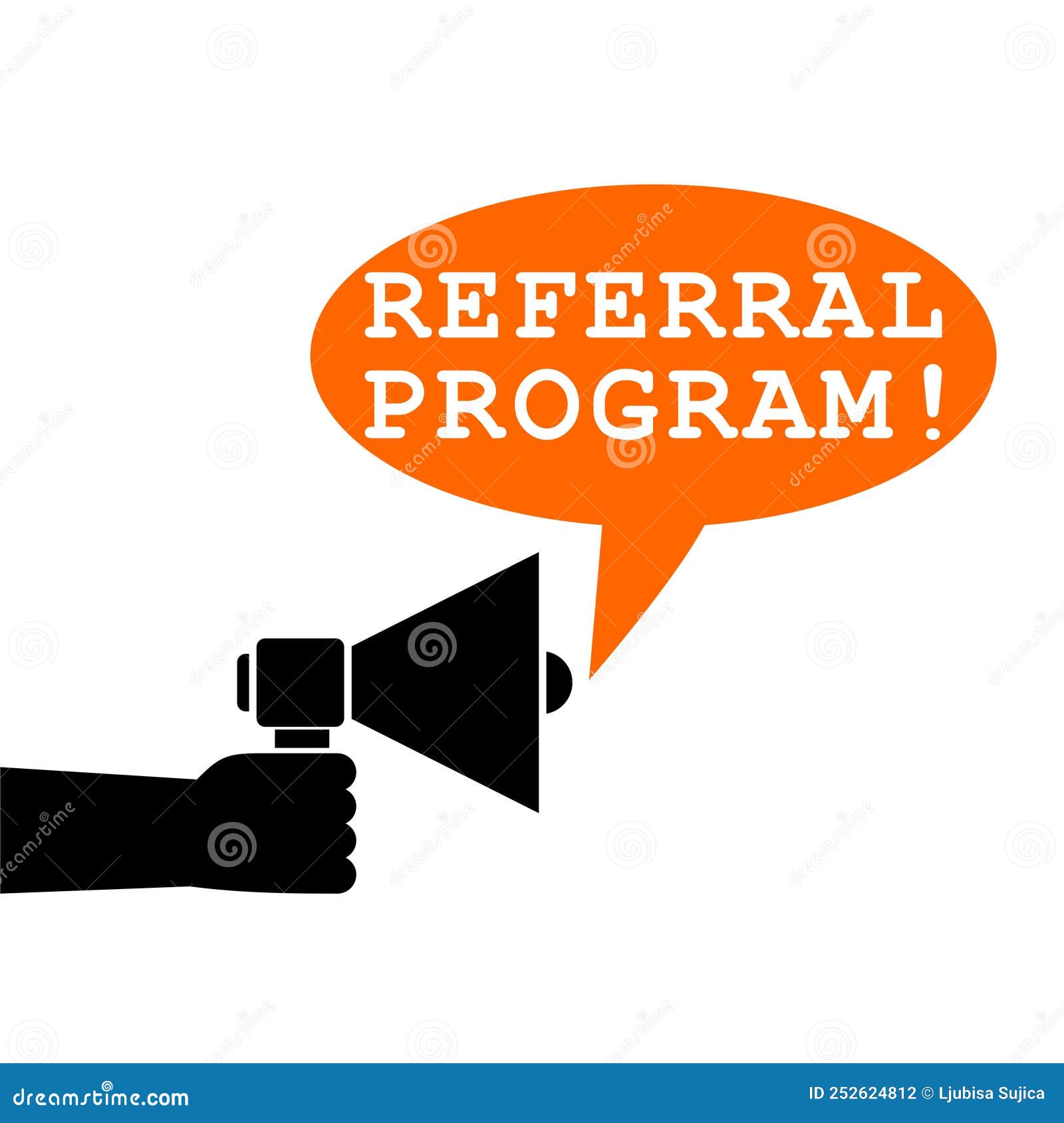 Megaphone with Referral Program Icon. Referral Program Chat Think ...