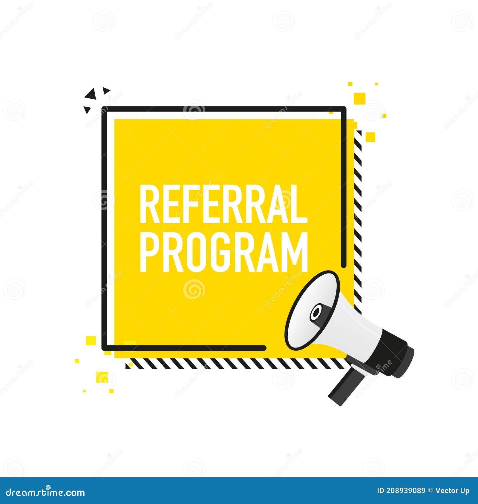 Megaphone with Referral Program Poster in Flat Style. Vector ...