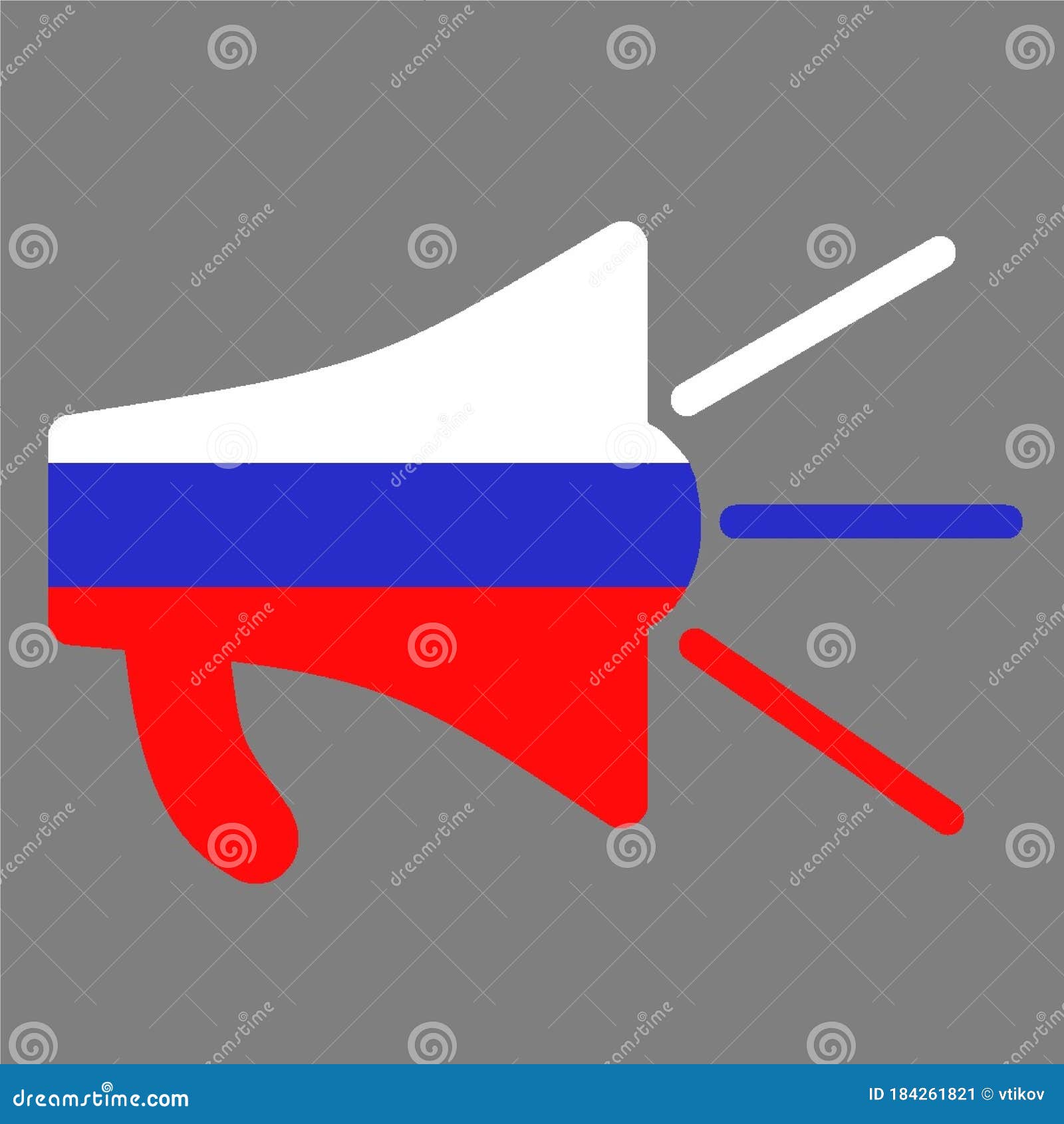Megaphone with the Russian Flag on it Stock Illustration - Illustration ...