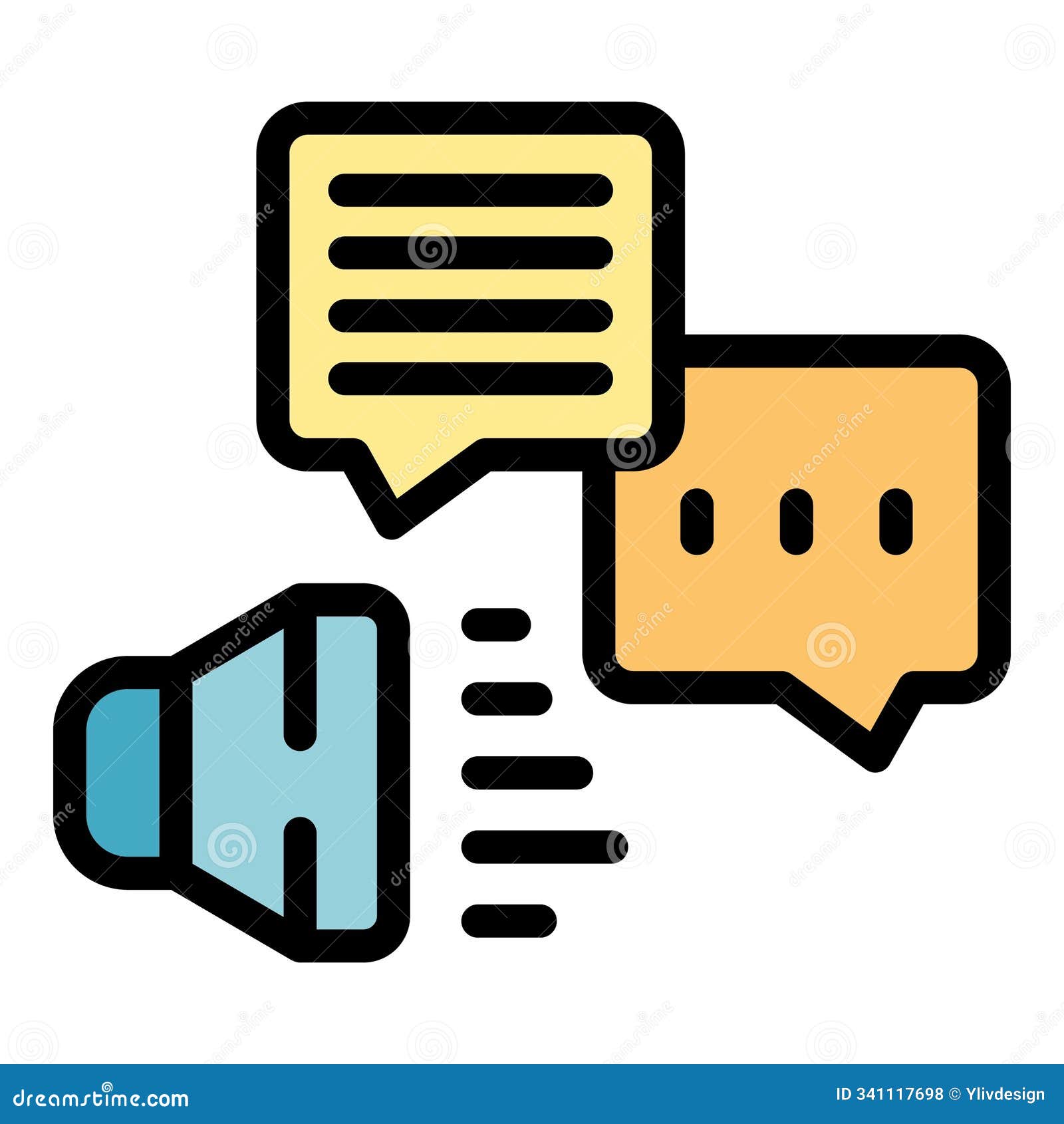 Megaphone Sending Sound Waves To Speech Bubbles Communicating a Message ...