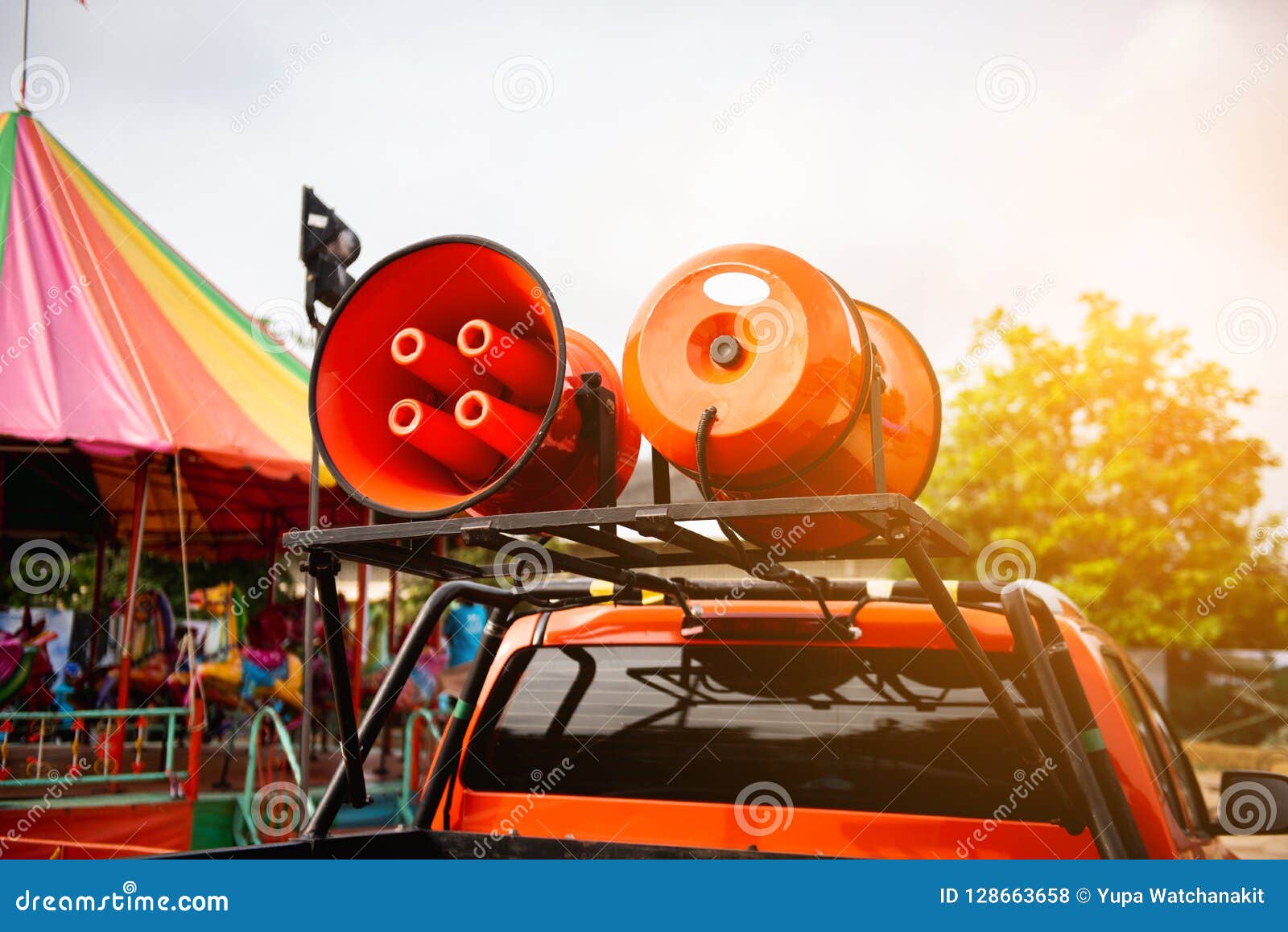 Megaphone setting on car stock photo. Image of sound - 128663658