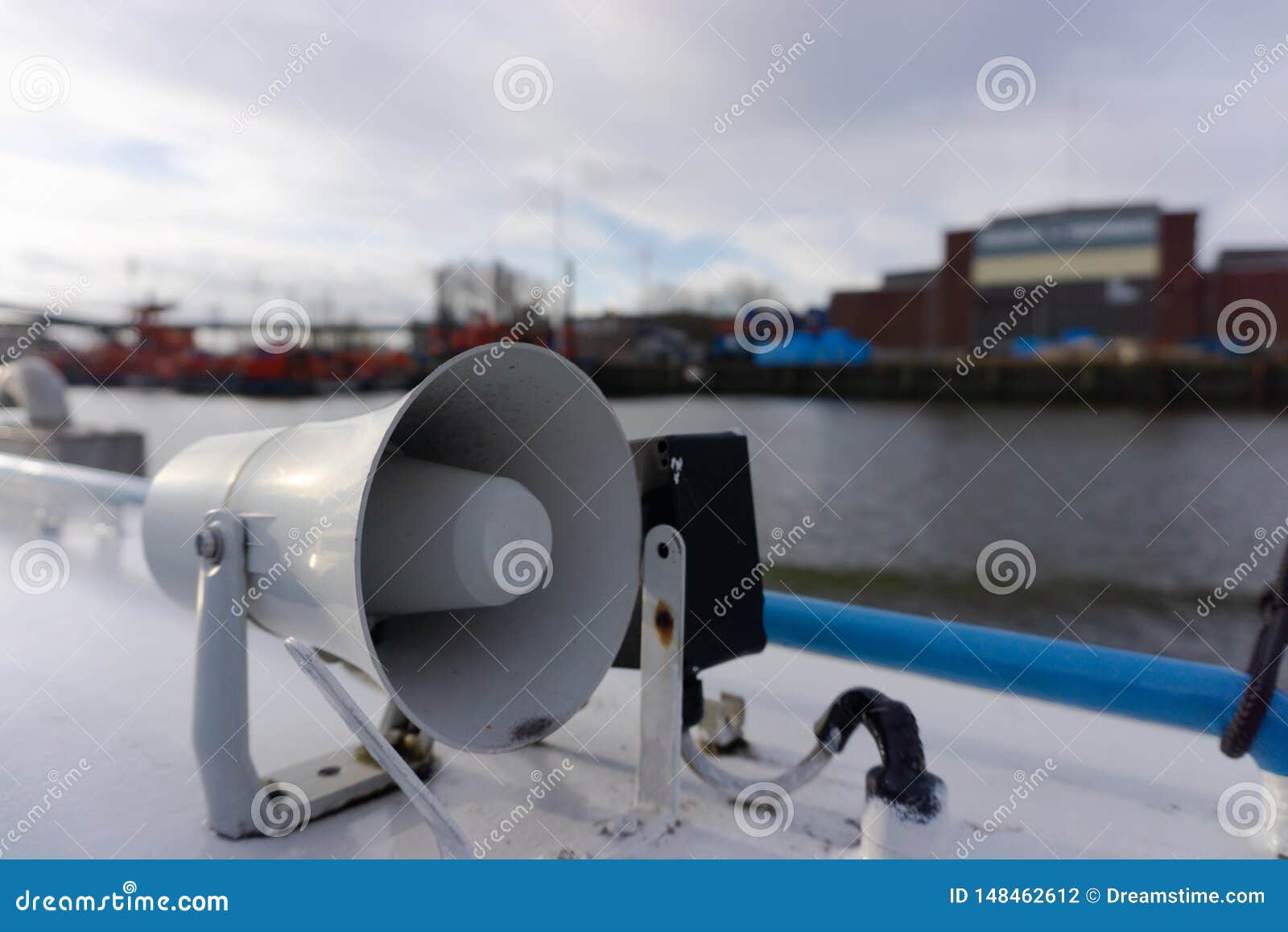 Megaphone on a Ship in a Harbour Stock Photo - Image of speaker ...