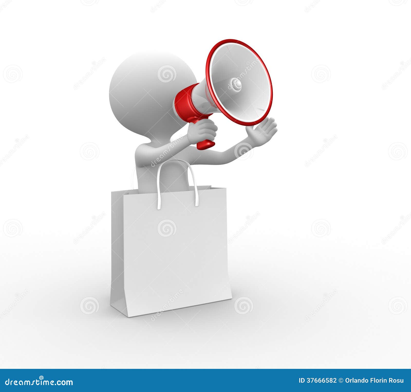 Megaphone and a Shopping Bag Stock Illustration - Illustration of ...