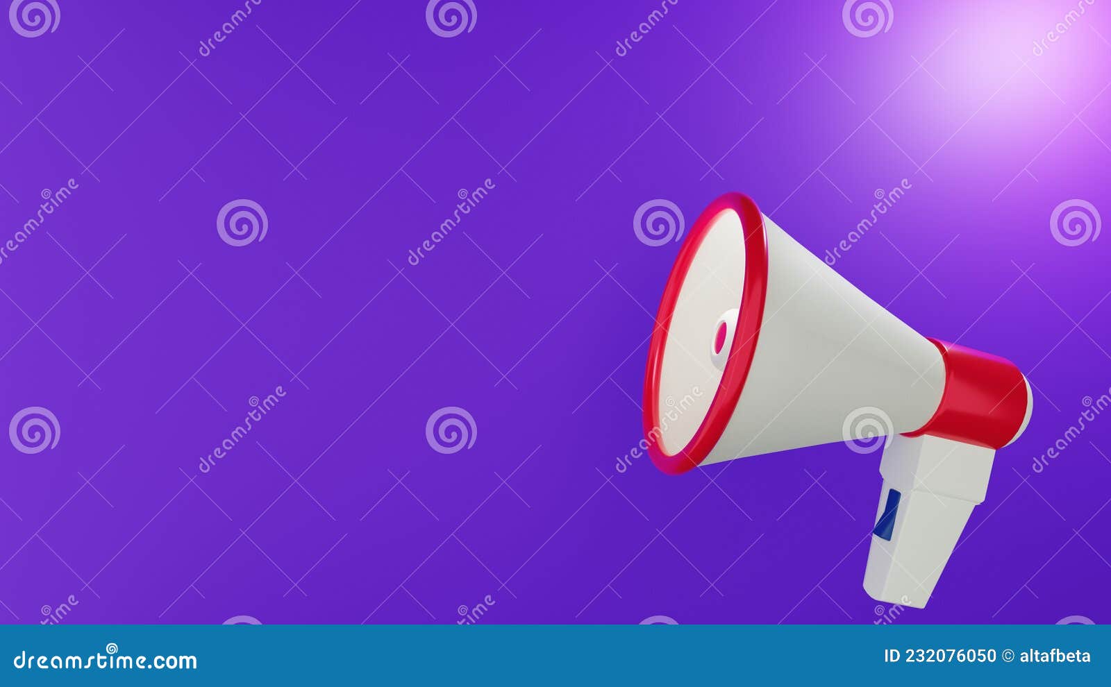 Megaphone with Violet Background in 3d Design Stock Illustration ...