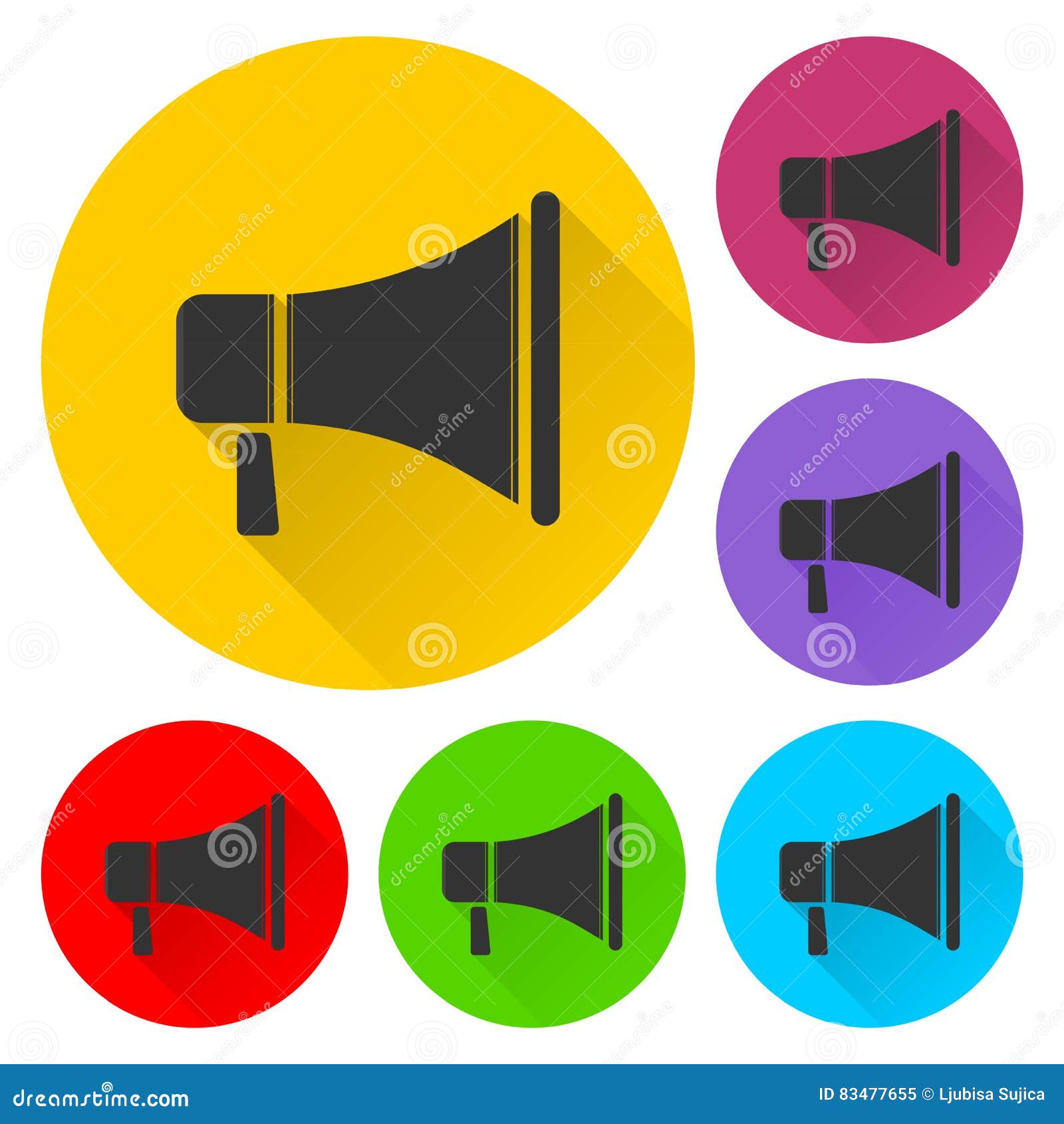 Megaphone sign icon set stock vector. Illustration of shadow - 83477655