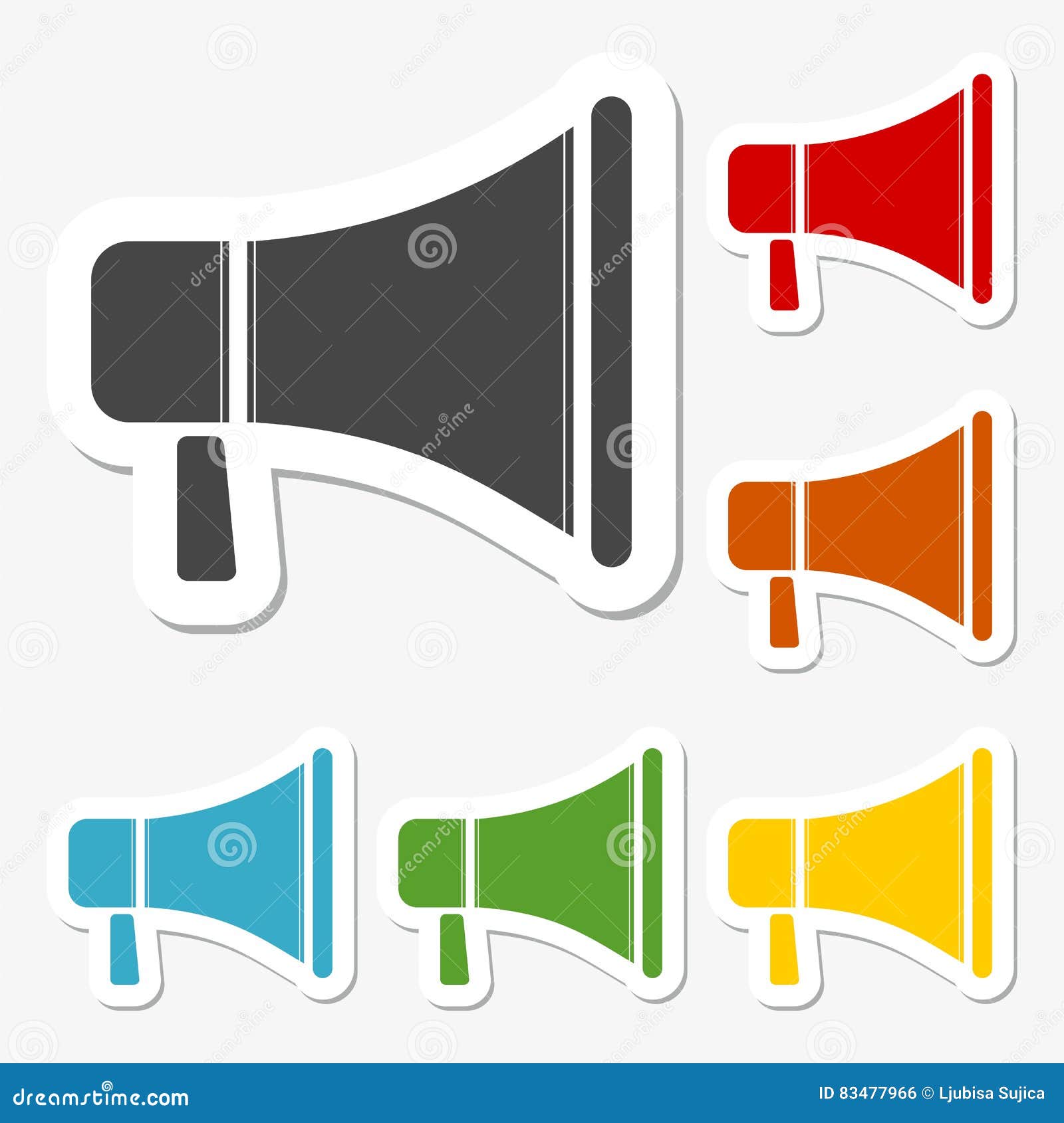 Megaphone sign sticker stock vector. Illustration of graphic - 83477966