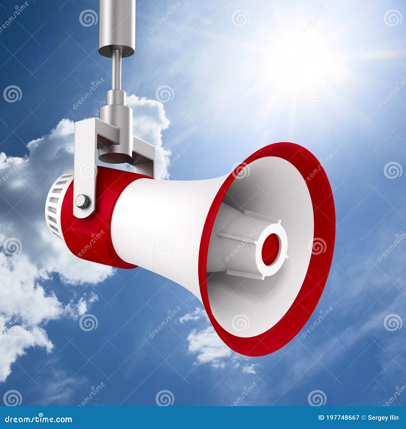 Megaphone on Sky Background. 3D Illustration Stock Illustration ...