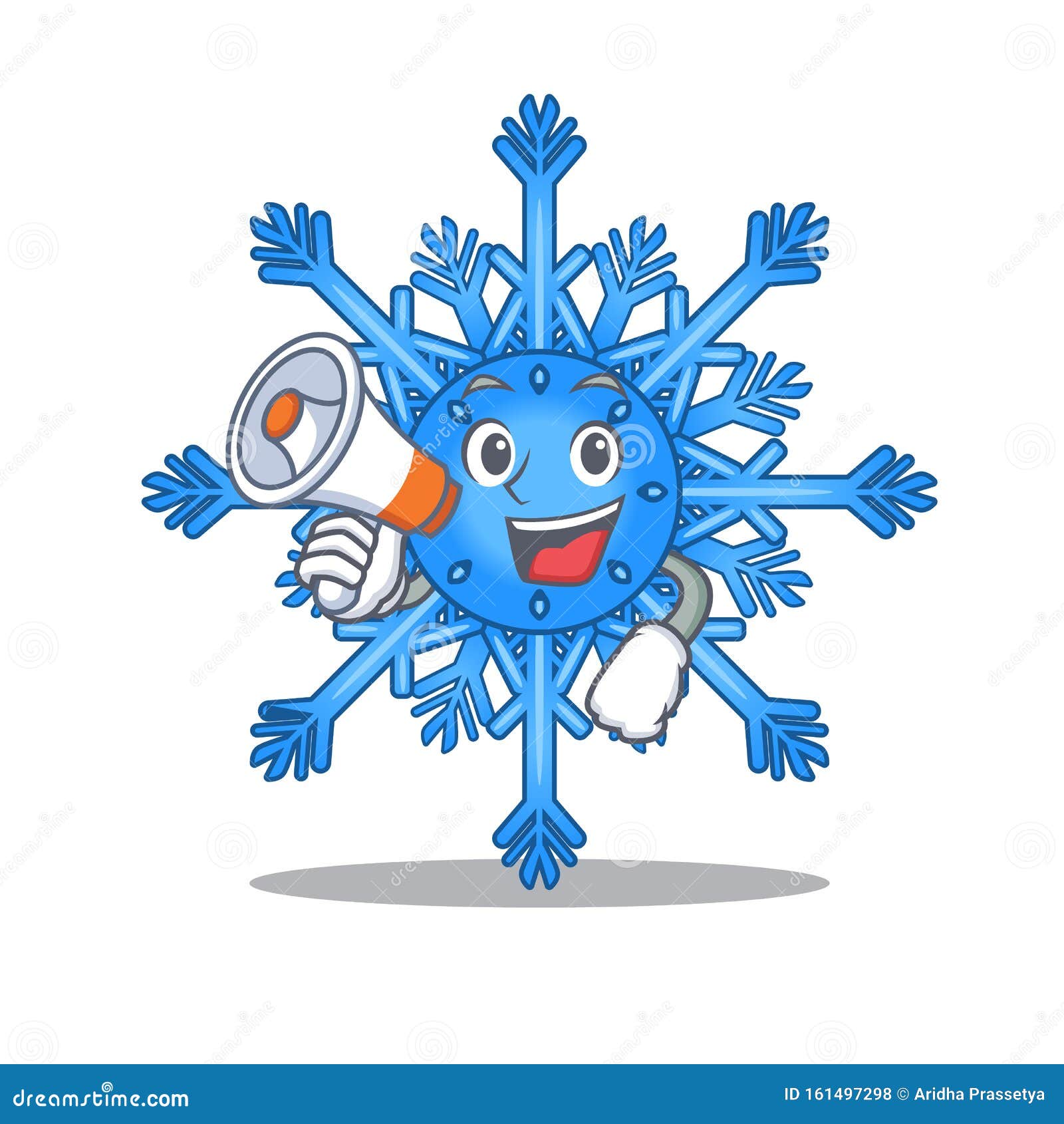 With Megaphone Snowflake Cartoon with the Character Shape Stock Vector ...